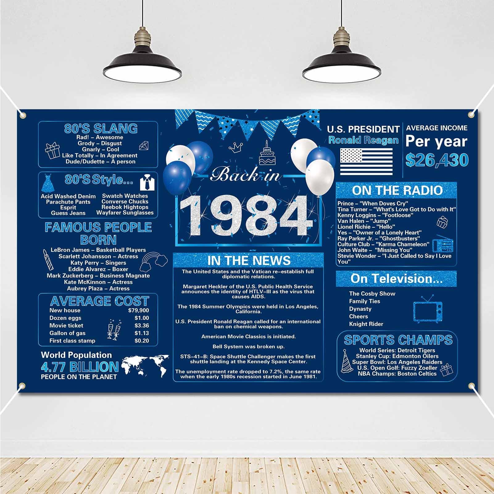 Amazon.com: Crenics 41st Birthday Decorations for 1984, Blue and Silver ...