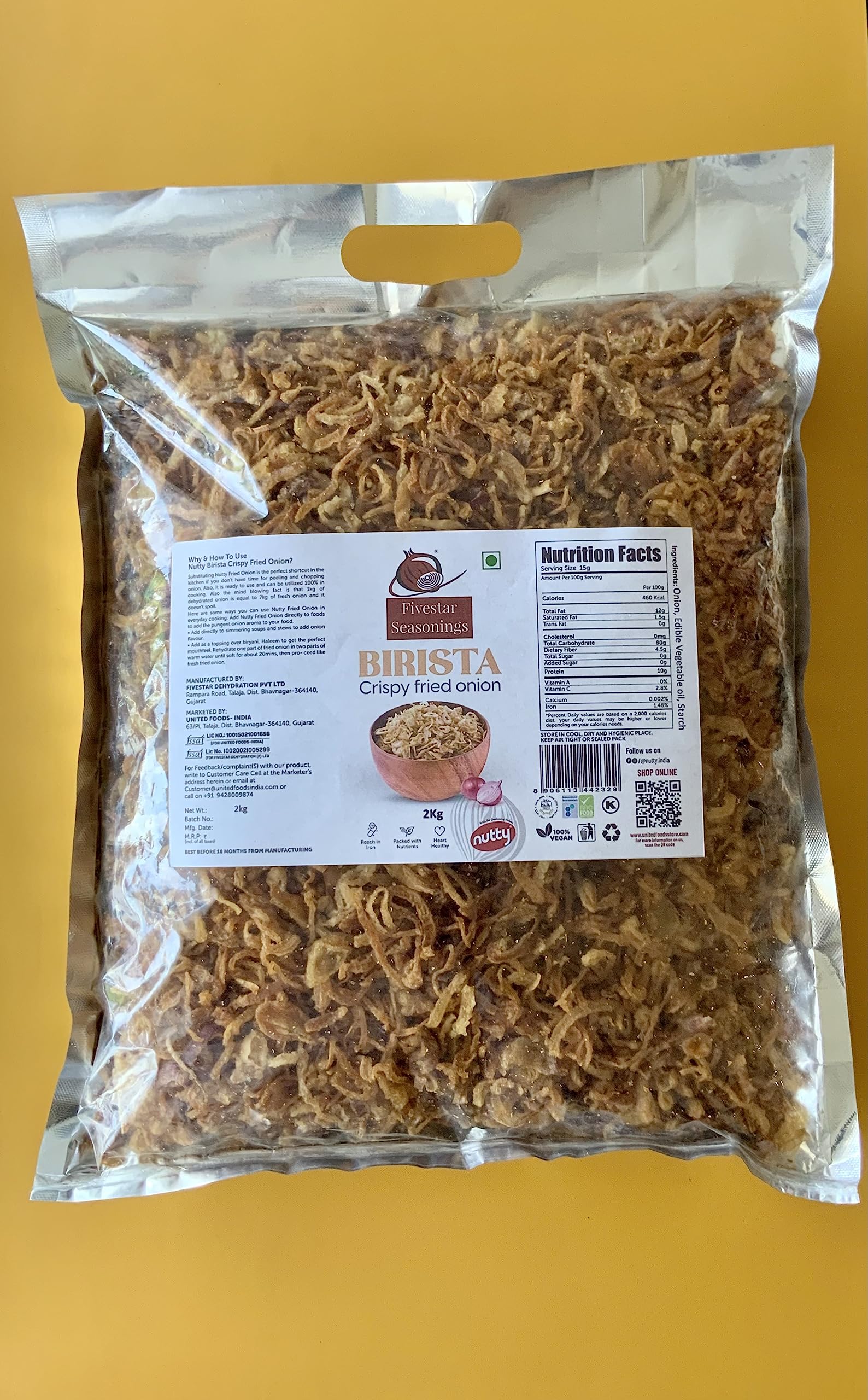 Nutty Fried Onion fresh - 2 Kgs., vegetable Oil Base, 100% Natural ...