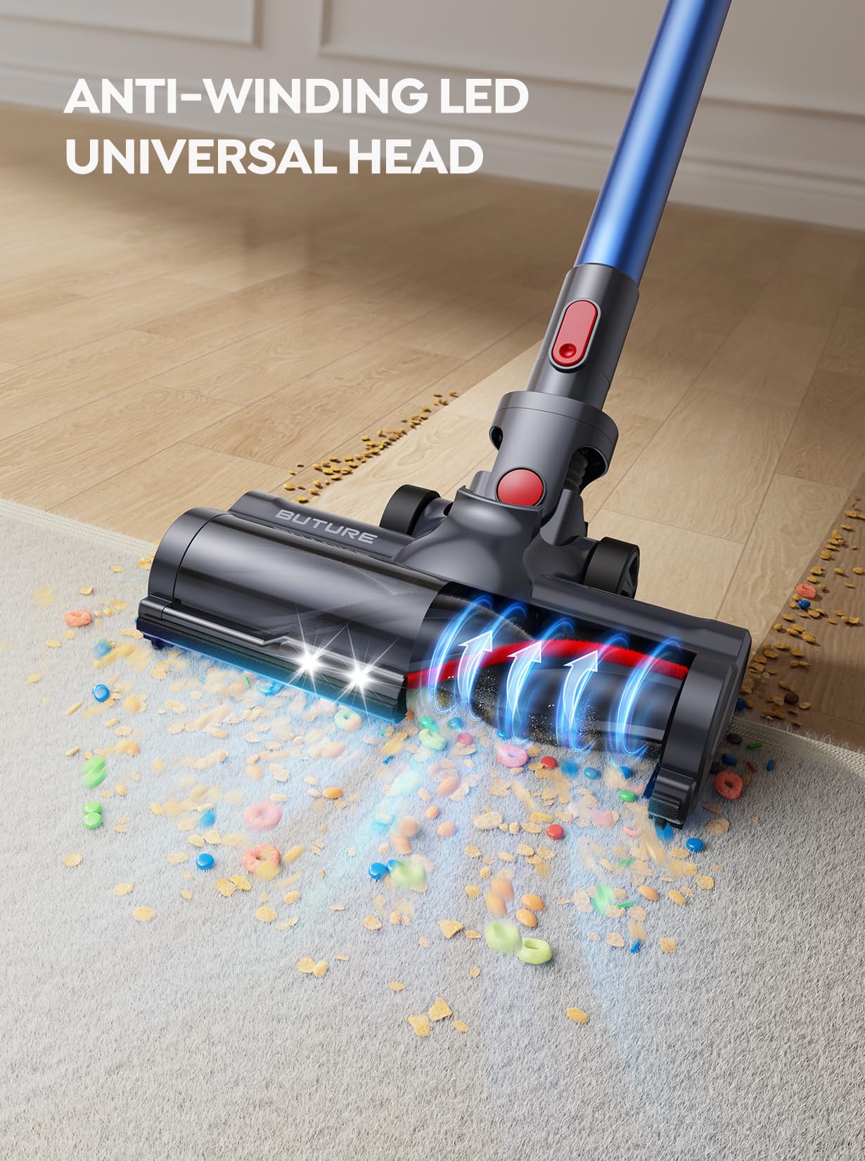 BuTure Cordless Vacuum Cleaner, 500W 38Kpa Stick Vacuum with Wall ...