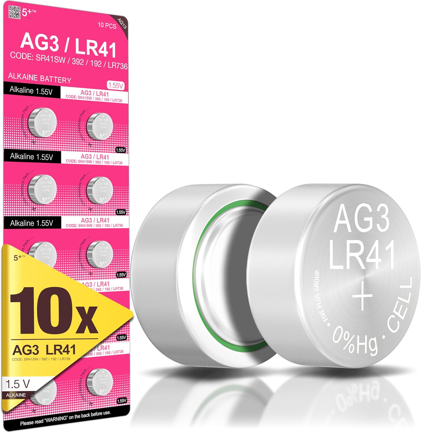 5Plus 10 PCS LR41 AG3 392 192 SR41SW L736 LR736 Battery 1.5V Button ...