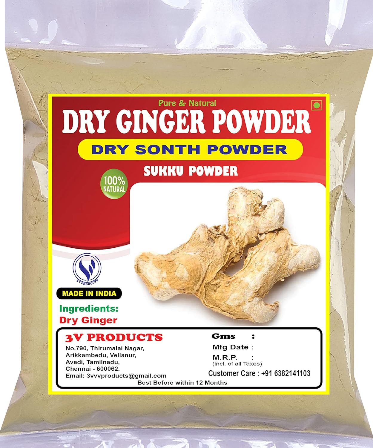 3V Products: Pure Dry Ginger Powder 200g | Sukku | Sonth | Chukku ...