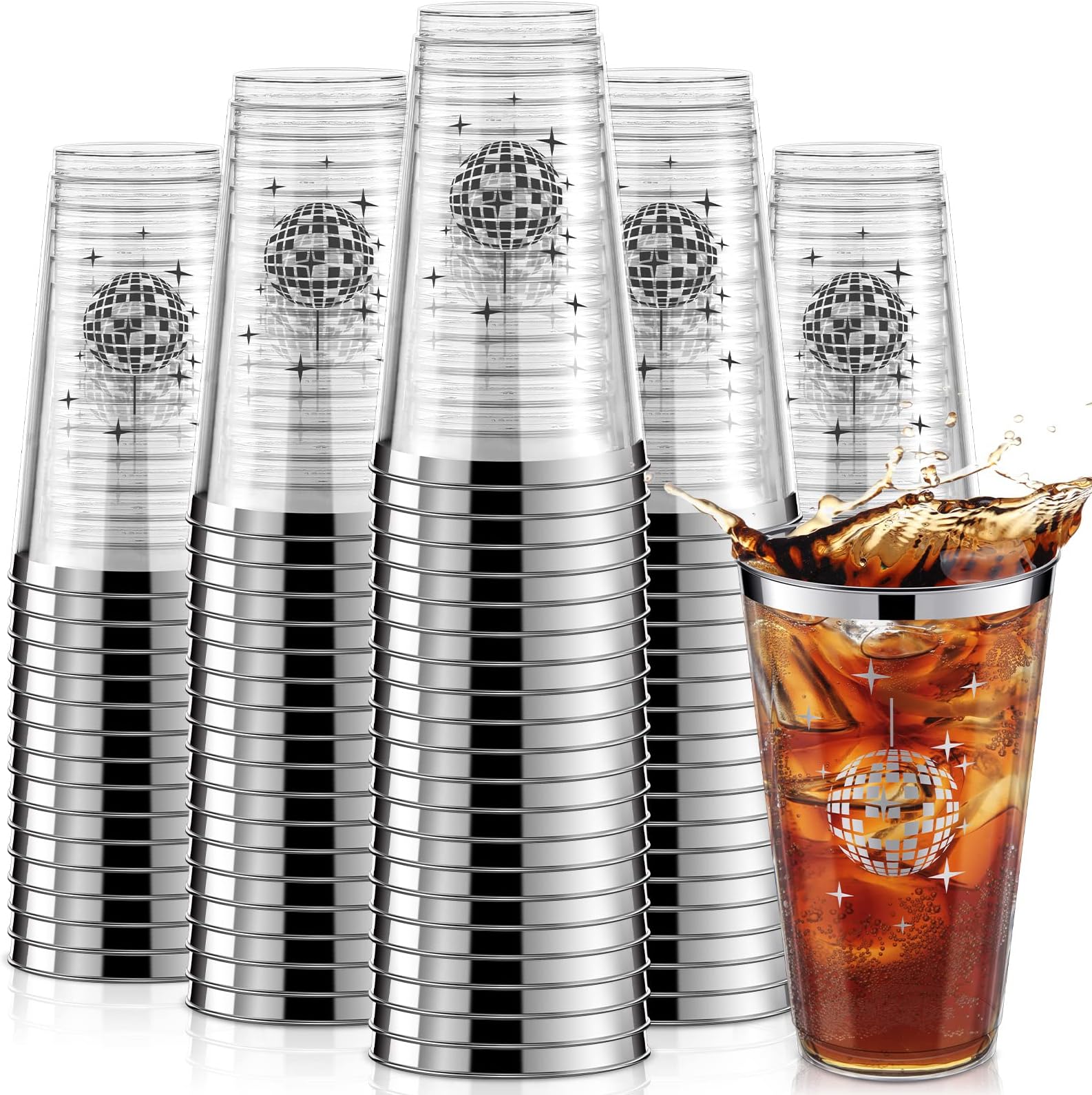 Amazon.com: Funtery Disco Party Supplies Disco Ball Disposable Clear ...