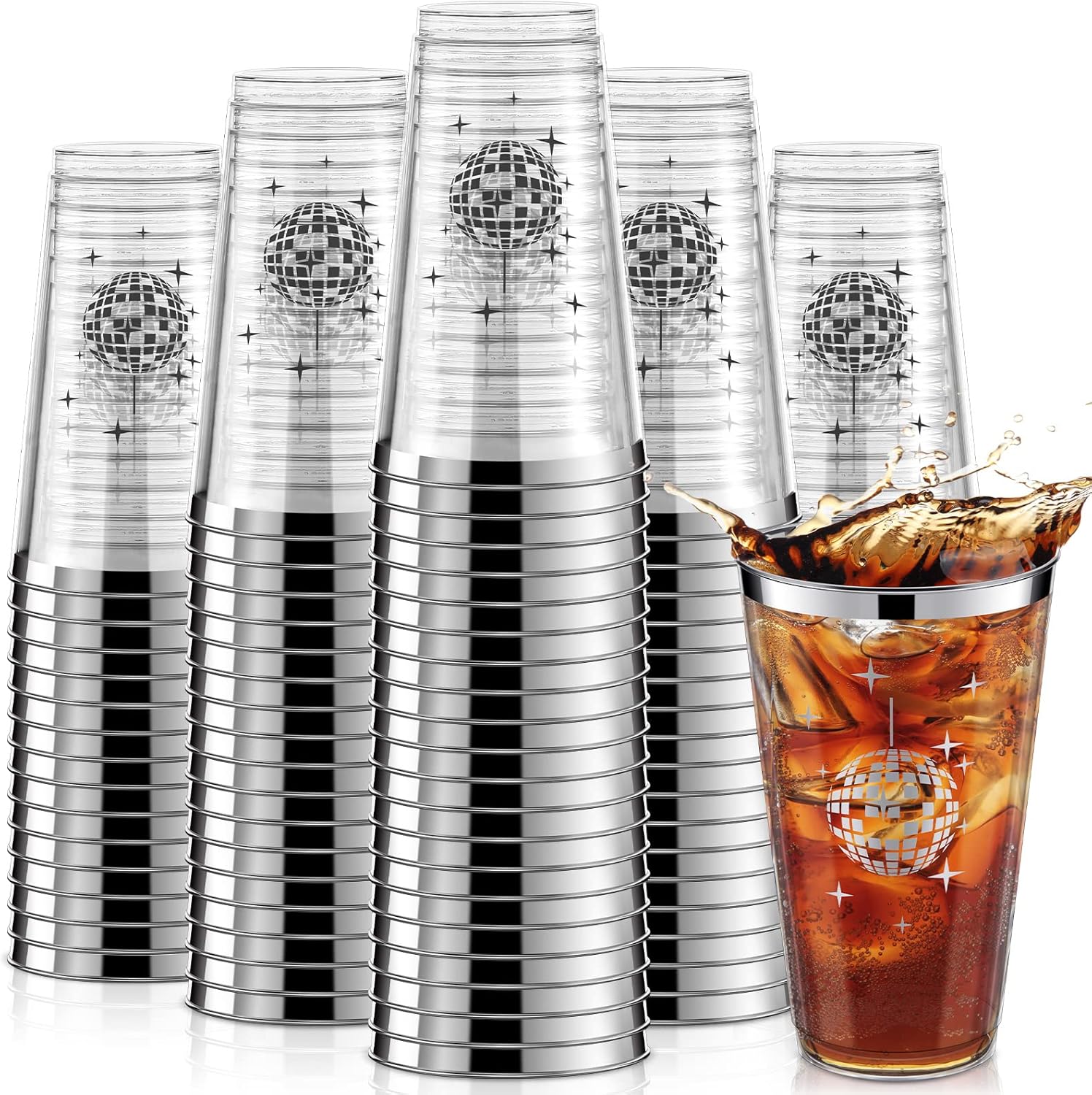 Amazon.com: Funtery Disco Ball Cups Bulk 16oz Disposable Disco Plastic ...