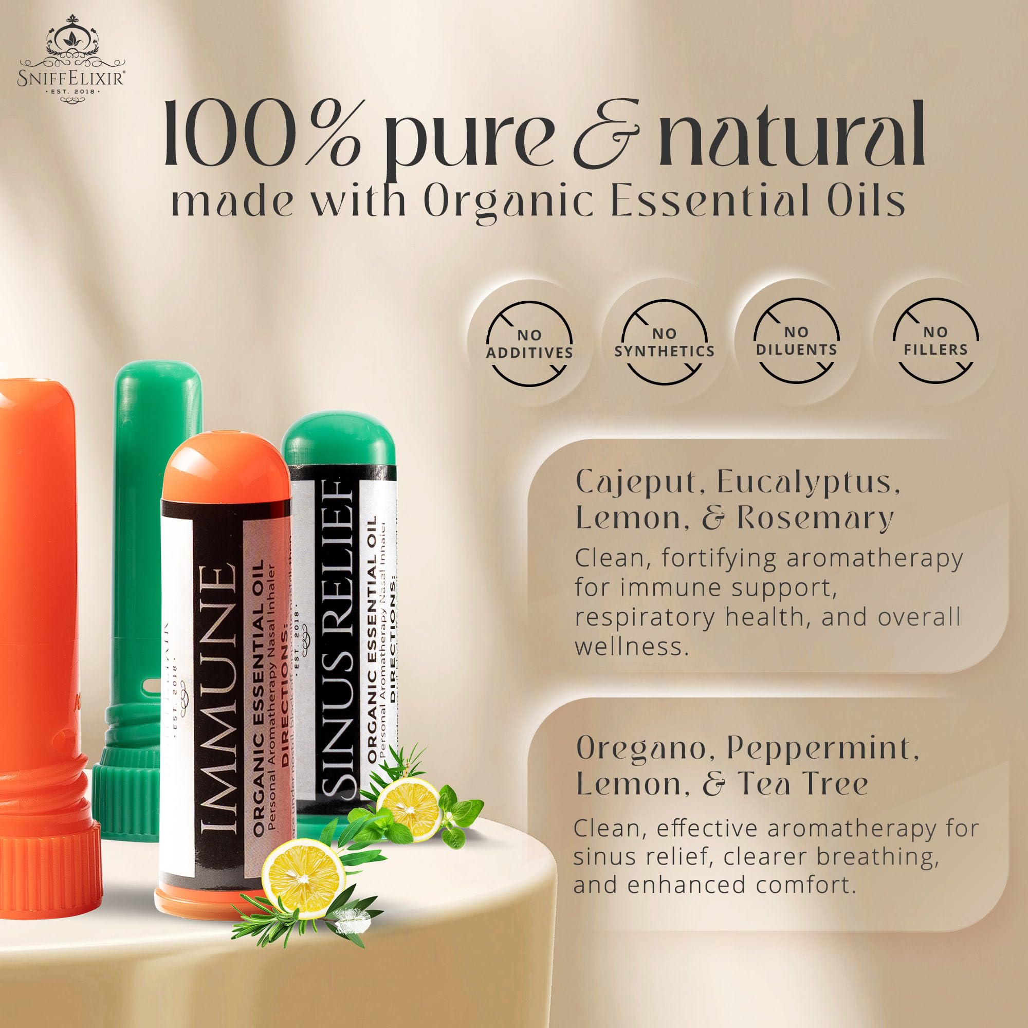 Snapklik.com : SniffElixir 2 Pack Immune Nasal Stick + Sinus Nasal Inhalers Essential Oil ...
