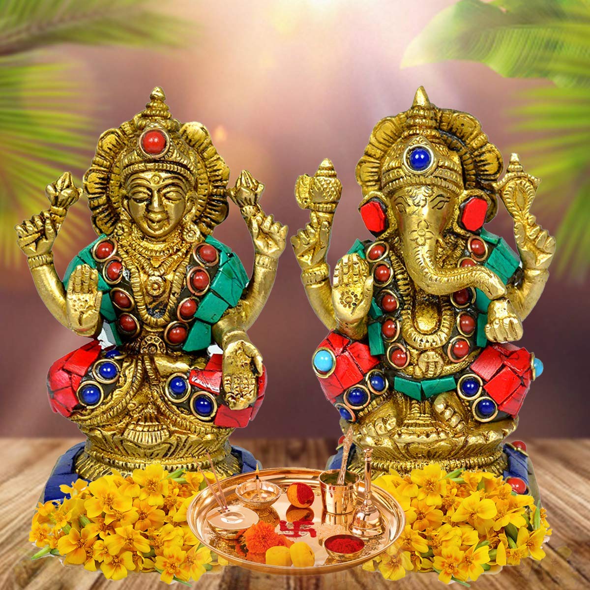 Buy Huge Basket Brass Laxmi Ganesha Idol Lakshmi Ganesh Statue for Good ...