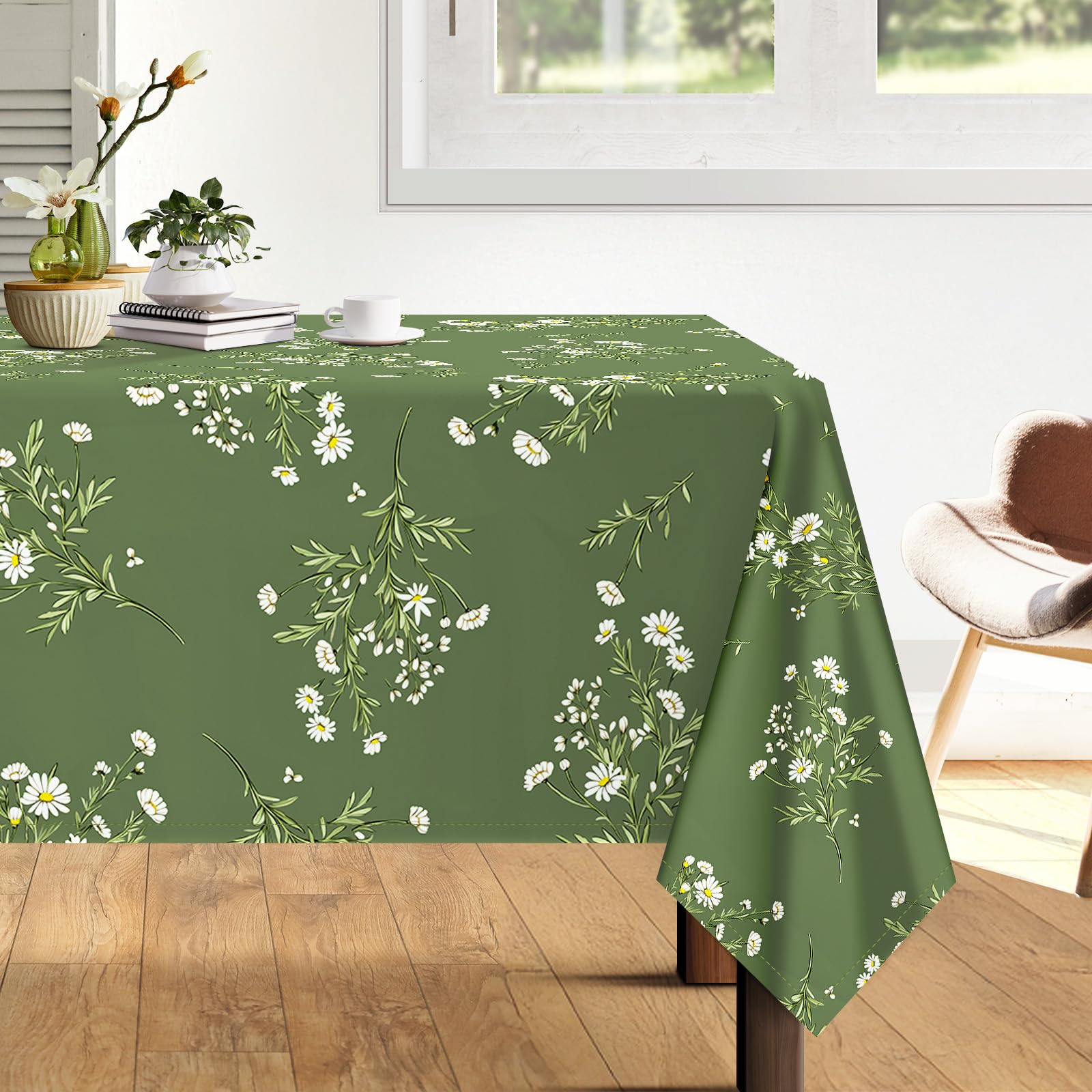 Amazon.com: Arquiel Flower Daisy Tablecloth Waterproof, Floral Table ...