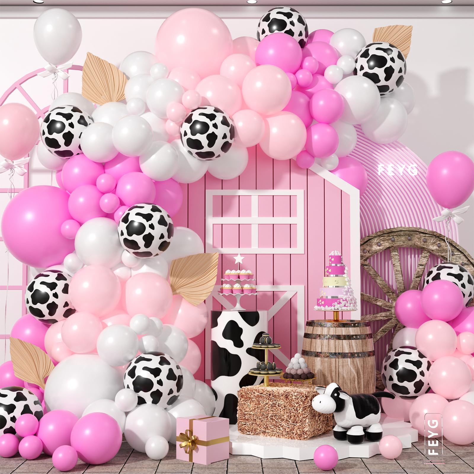 Snapklik.com : Pink Cow Balloon Arch Garland Kit, Western Balloon Arch Kit