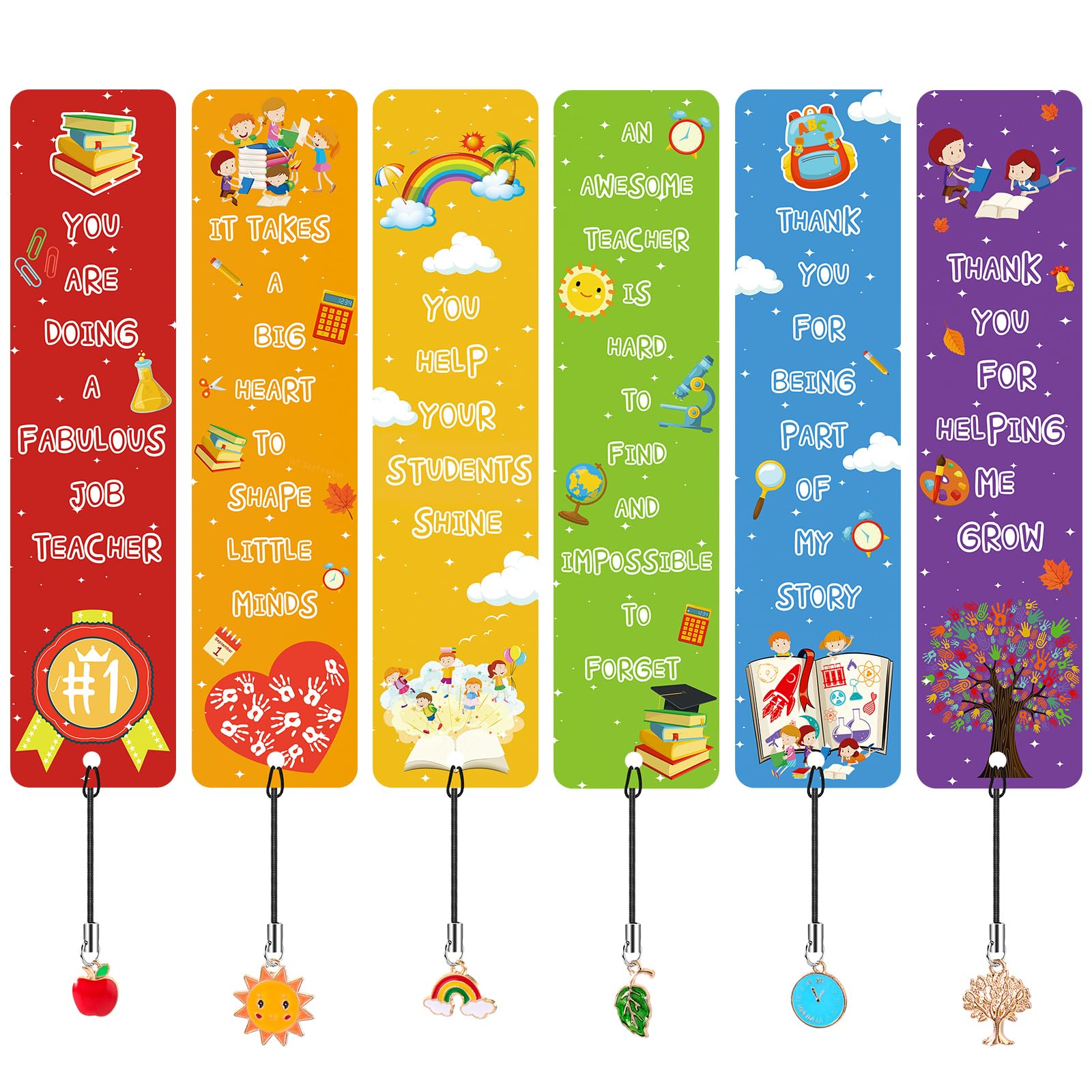 Amazon.com: 12 Pcs Teacher Appreciation Bookmark with Metal Charms ...