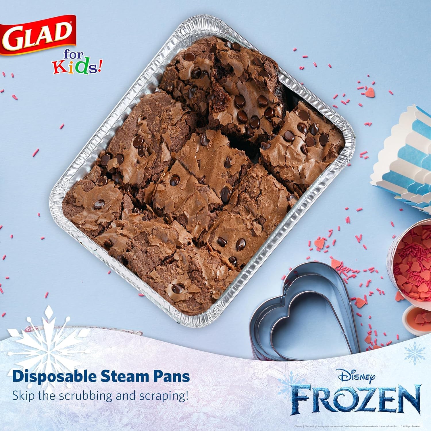 Snapklik.com : Glad Disposable Aluminum All Purpose Pans In Frozen Pattern