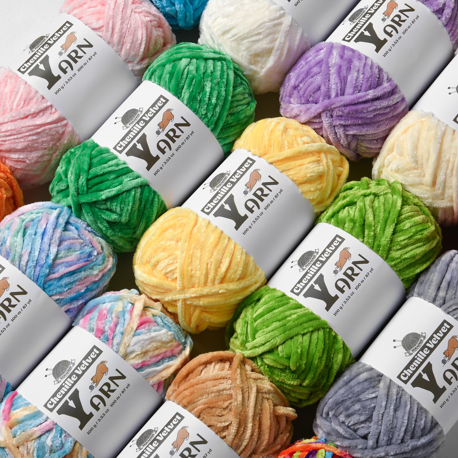 Snapklik.com : 3 Pack Plush Chenille Chunky Yarn - Fluffy Velvet Yarns ...
