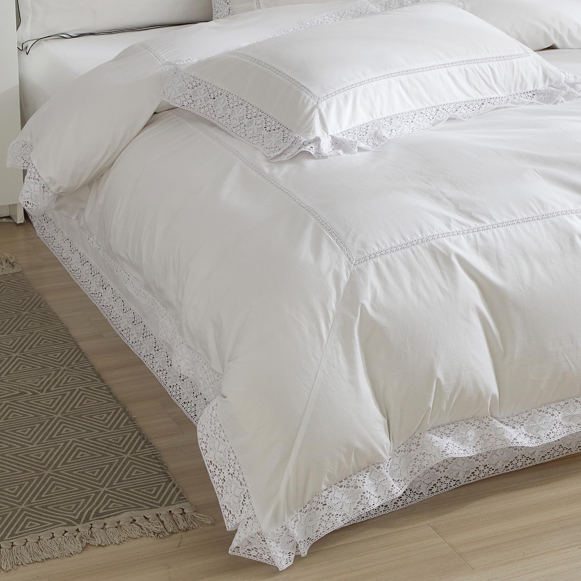 White Eyelet Comforter Set Queen Size