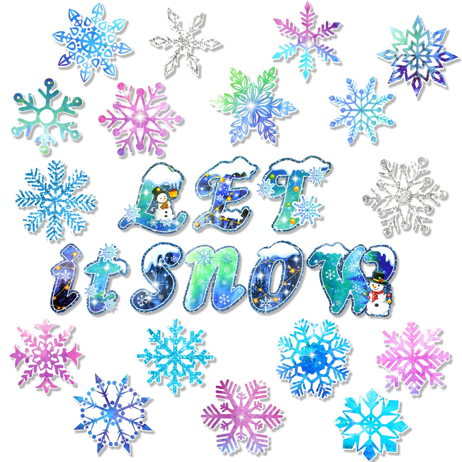 Amazon.com: HOWAF Snowflake Cutouts Bulletin Border Decoration, 45pcs ...