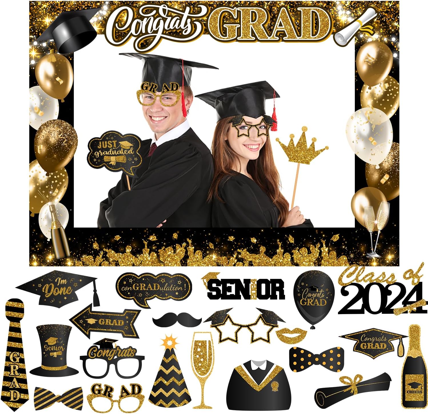 Amazon.com: Graduation Photo Booth Props-Class of 2024 Graduation Party ...