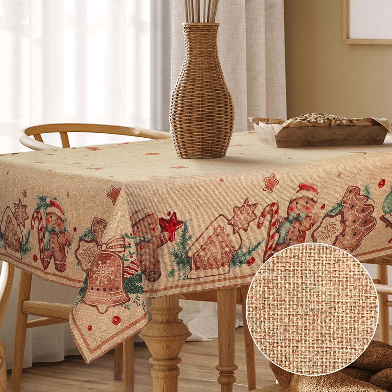 Amazon.com: Juvale Gingerbread Man Tablecloth for Christmas Party (54 x ...