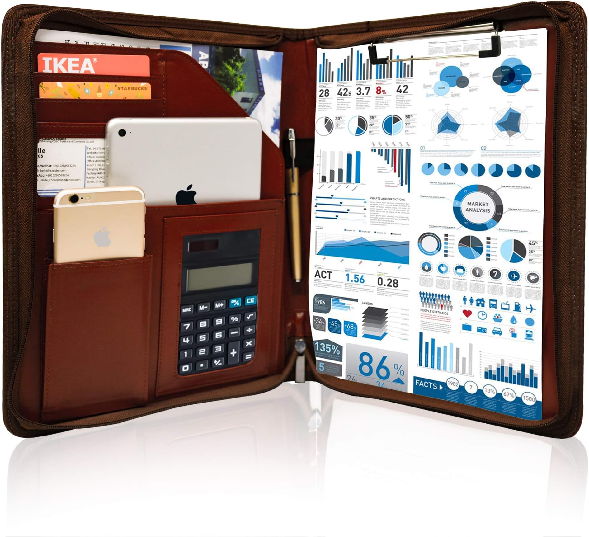 GraduatePro Zippered Leather Business Padfolio Notebook with Letter ...