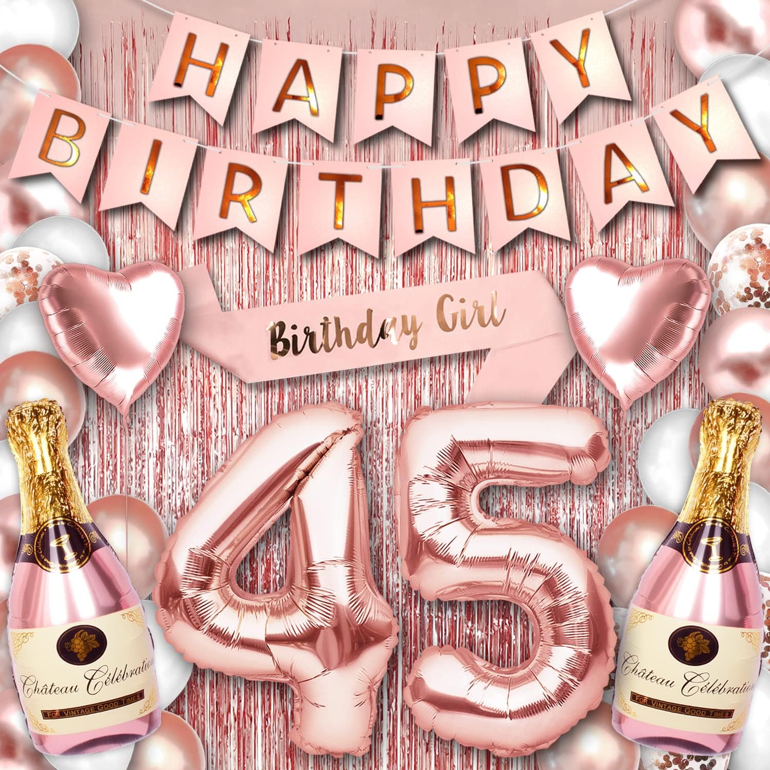 Amazon.com: 45th Birthday Party Decorations for Women Rose Gold ...