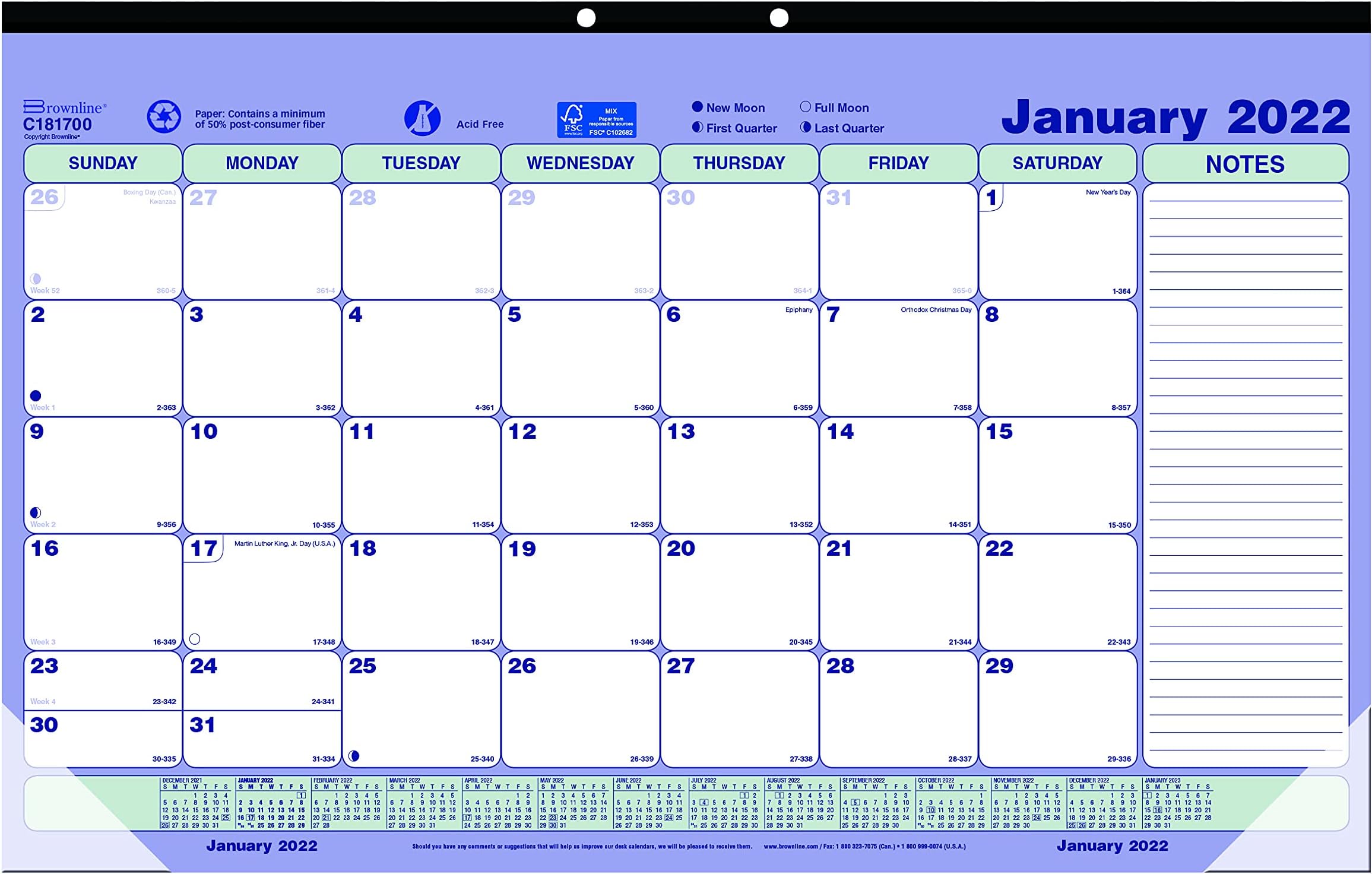 Amazon.com : Blueline 2024 Monthly Desk Pad Calendar, 12 Months ...