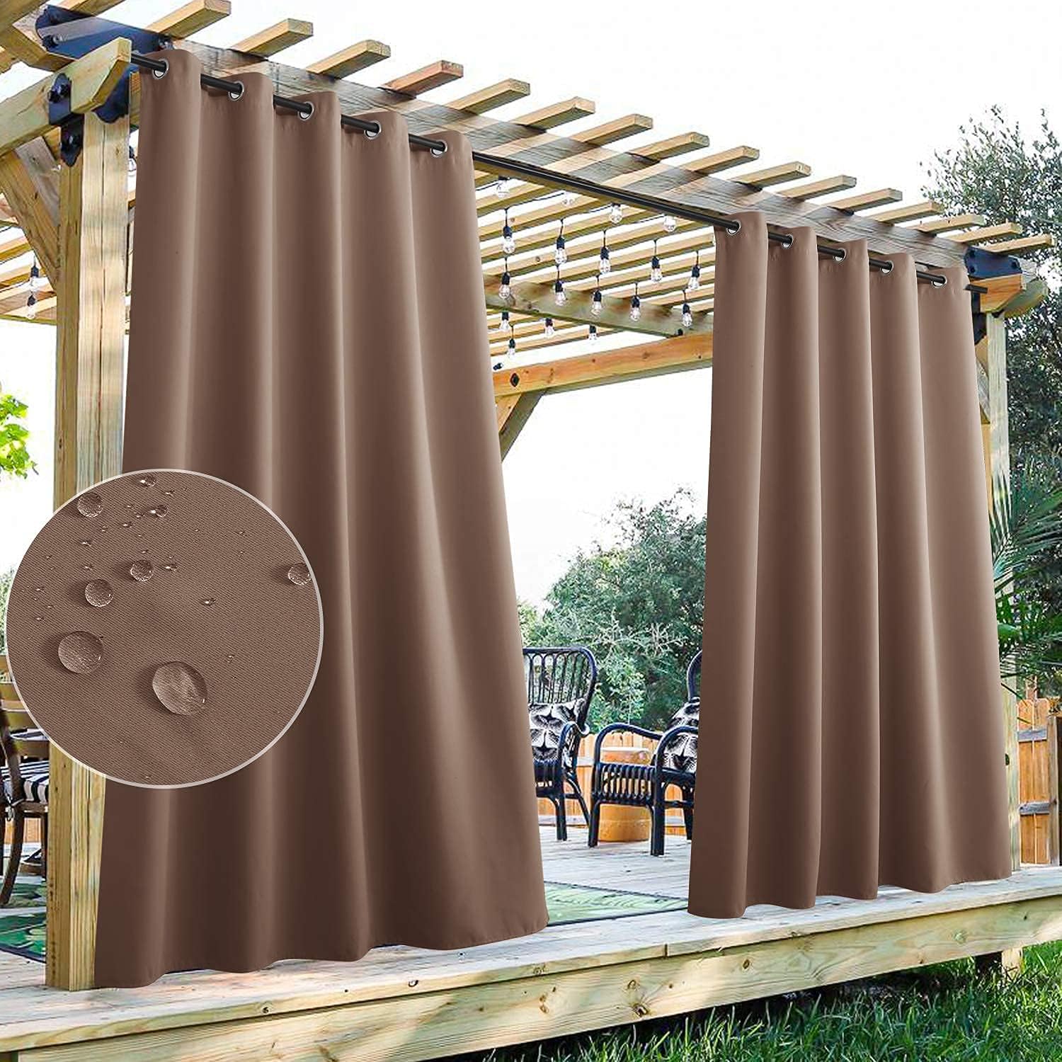 Amazon.com : StangH Outdoor Waterproof Curtains for Patio - Outdoor ...