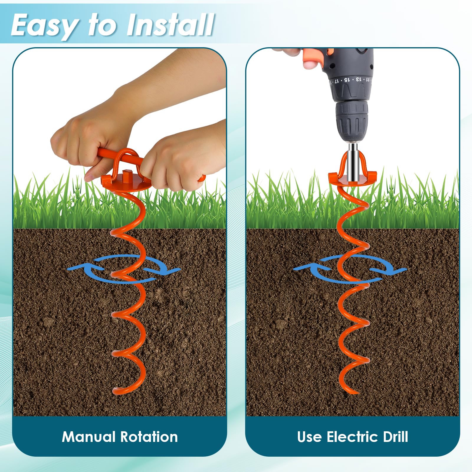 Snapklik.com : FEED GARDEN 16 Inch Spiral Ground Anchors Heavy Duty ...