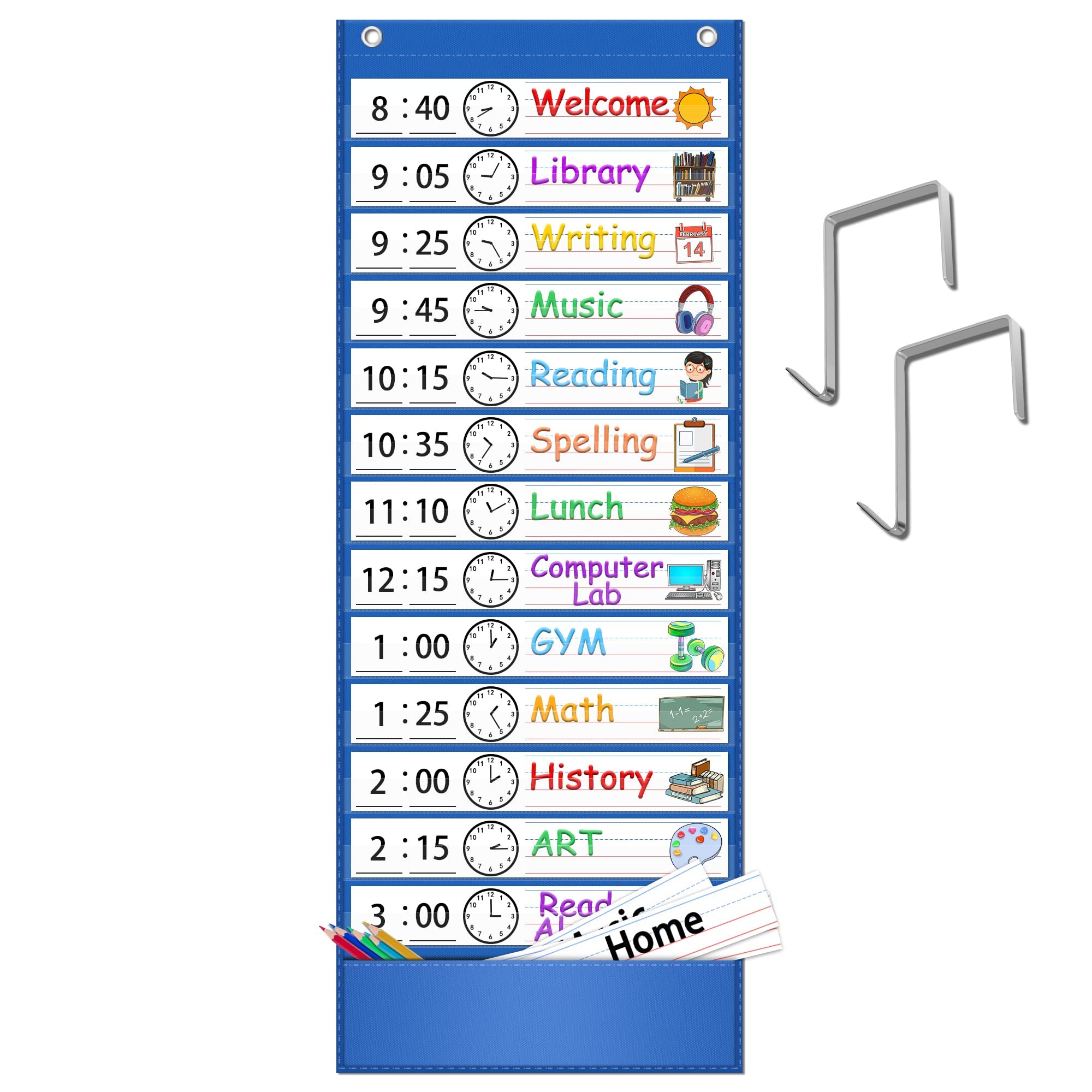 13 1 Pocket Daily Schedule Pocket Chart Ultra Durable Visual ...