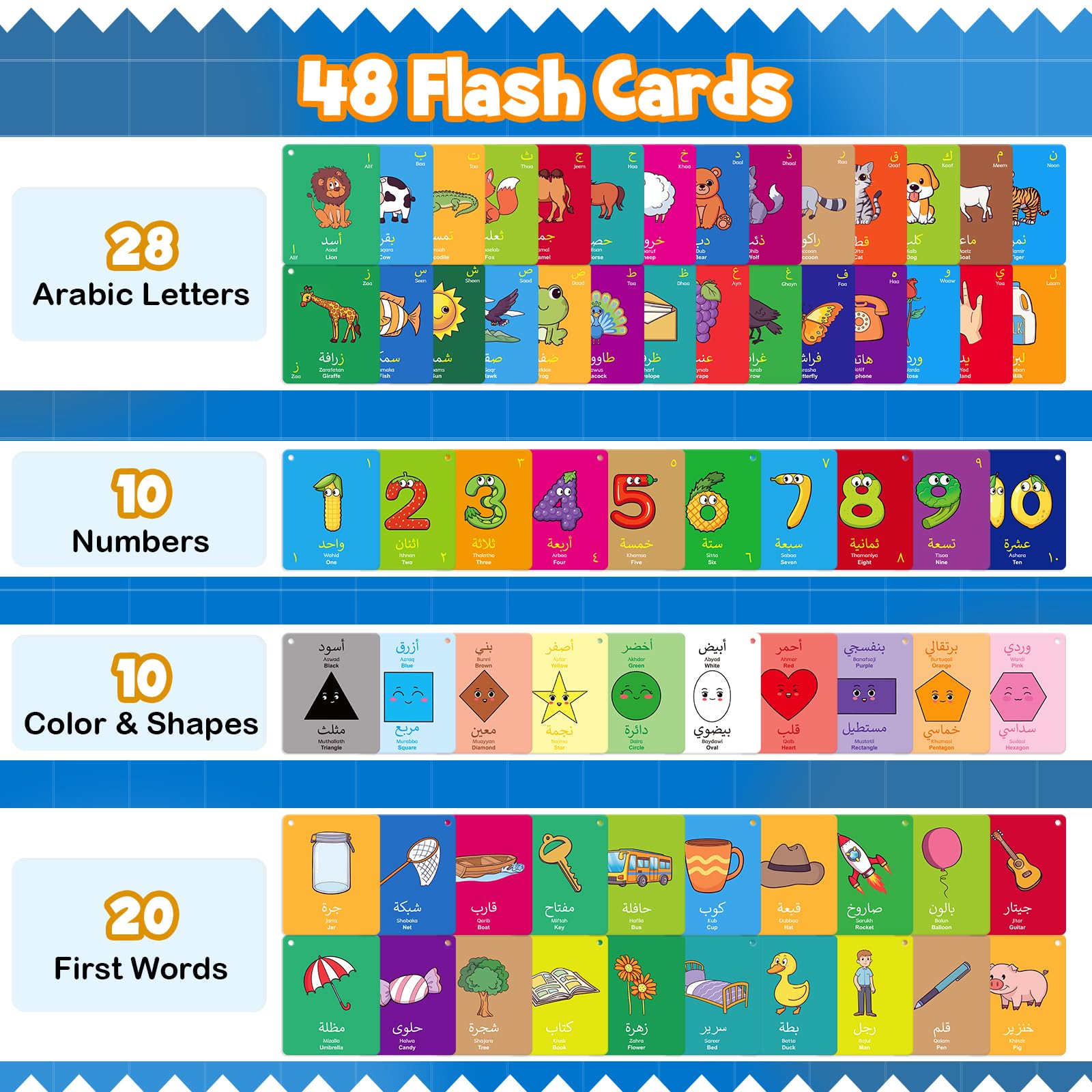 Snapklik.com : Kasfalci 48 Arabic Flash Cards For Kids,Toddler ...