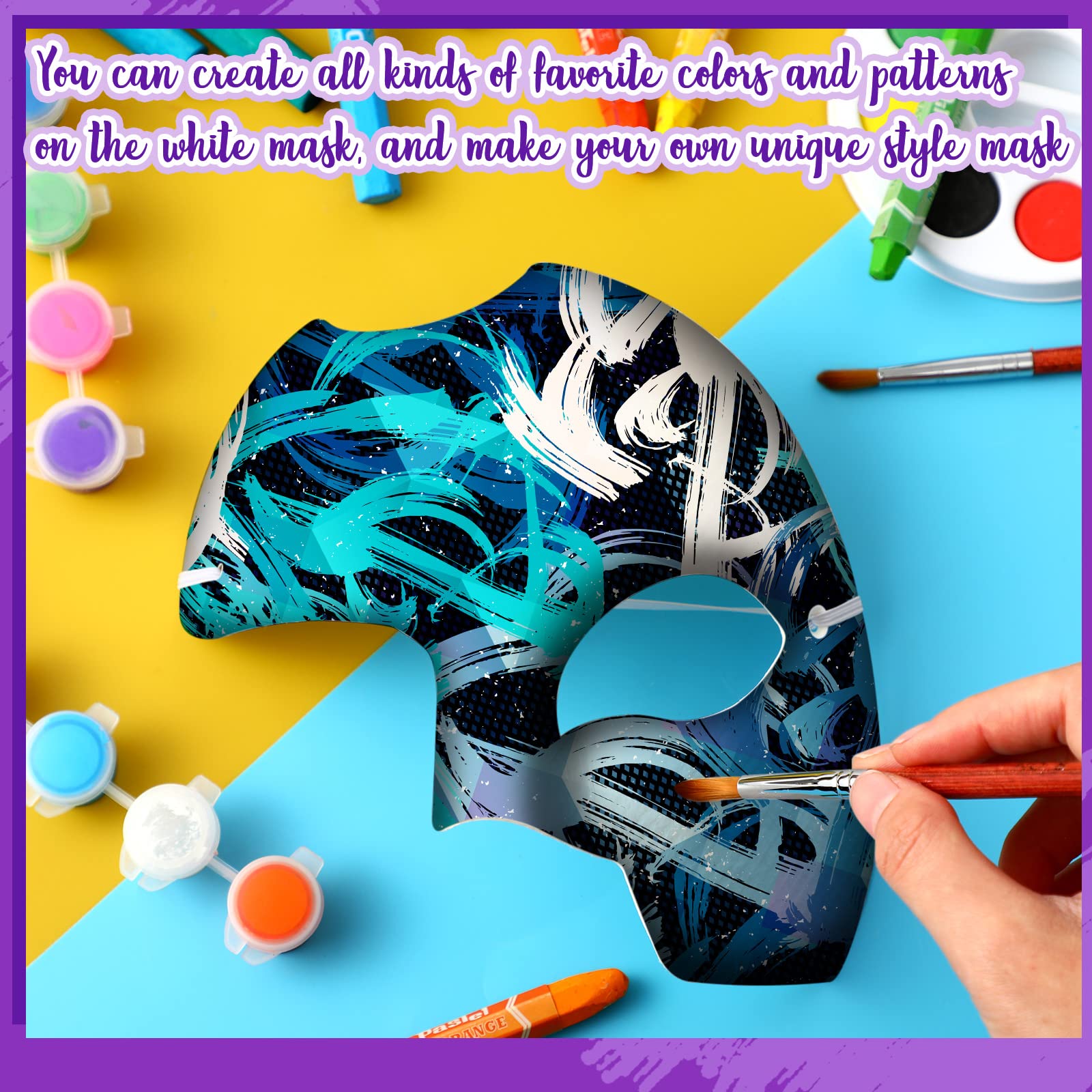 Snapklik.com : Leyndo 24 Pack Paper Mache Art Masks Half Face White ...