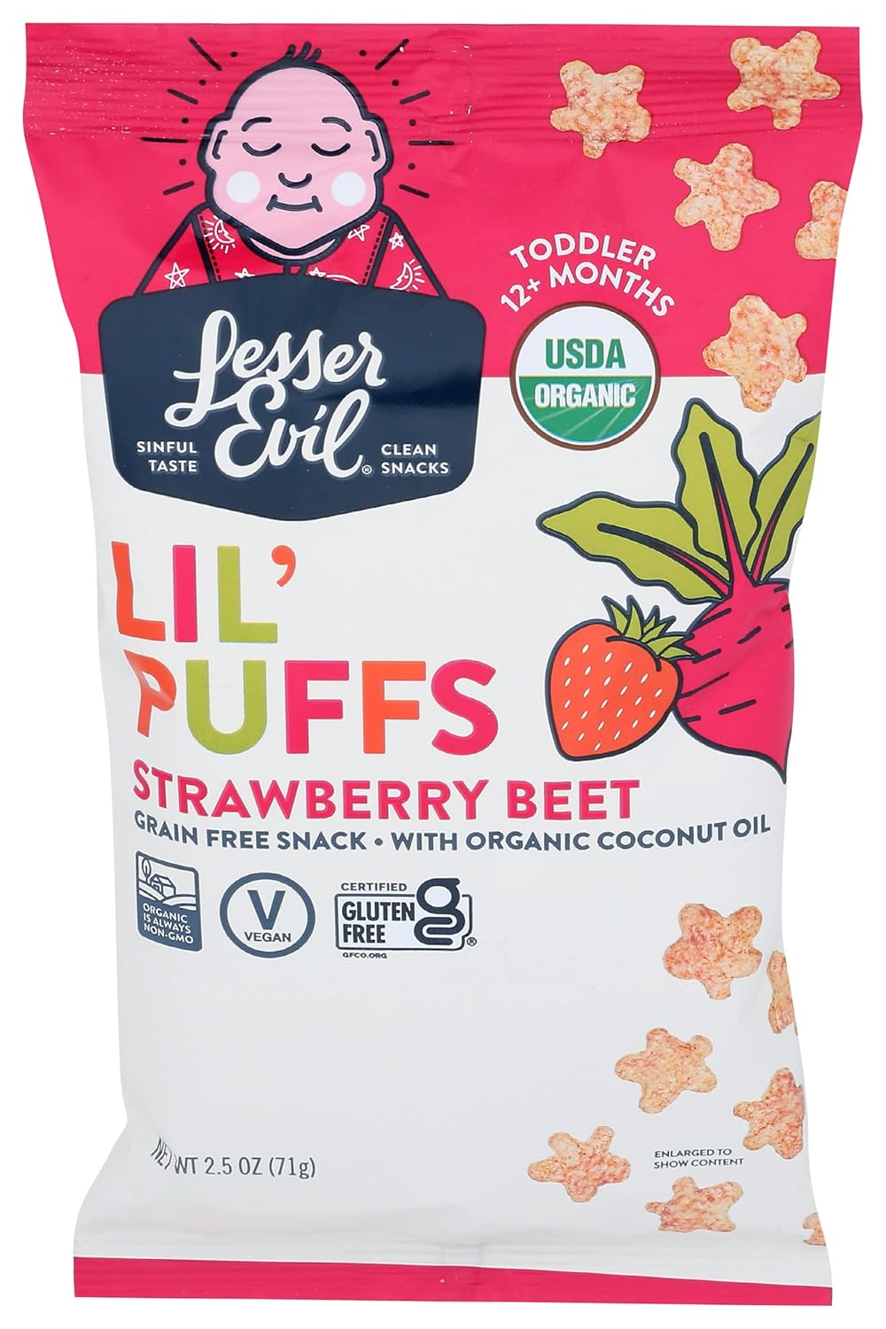Amazon.com: LesserEvil Organic Strawberry Beet Lil' Puffs, 2.5 OZ