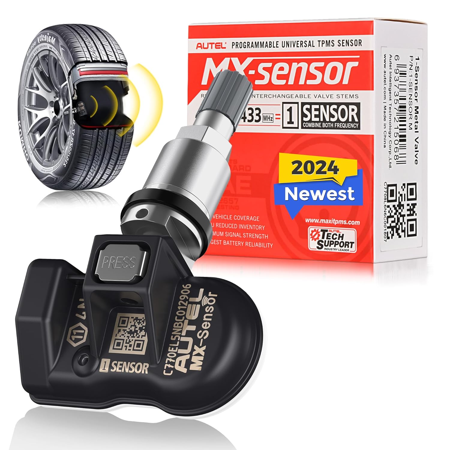 Autel TPMS Sensor MX-Sensor, 315MHz + 433MHz Dual Frequency Tire ...