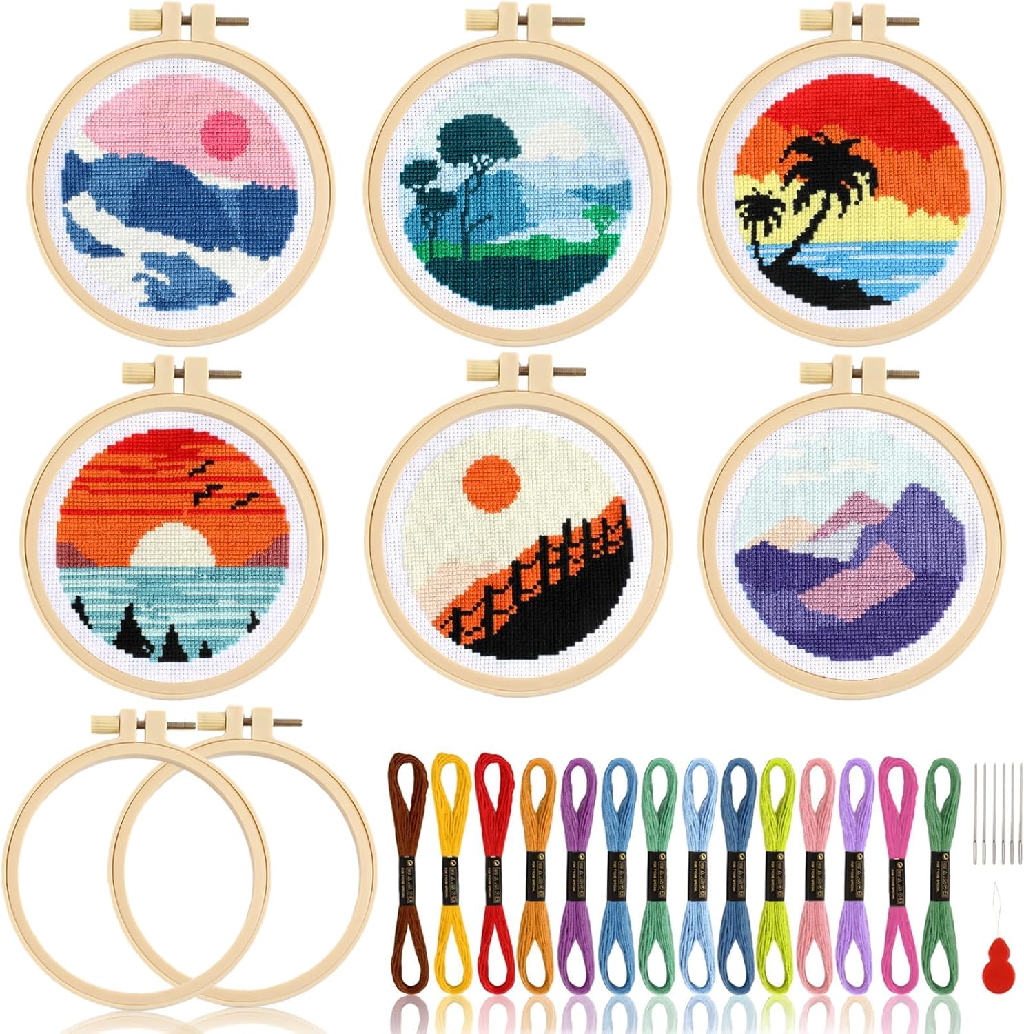 Amazon.com: 6PCS Cross Sewing Kits for Beginners DIY Embroidery Kit for ...