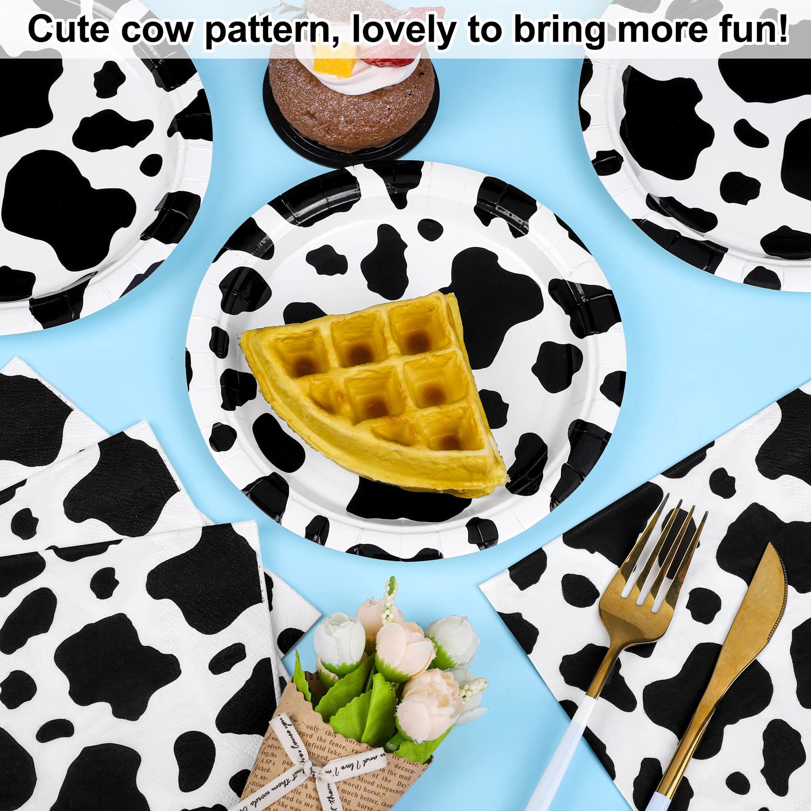 Snapklik.com : Durony 32 Pieces Cow Print Party Supplies Include 16 Cow ...