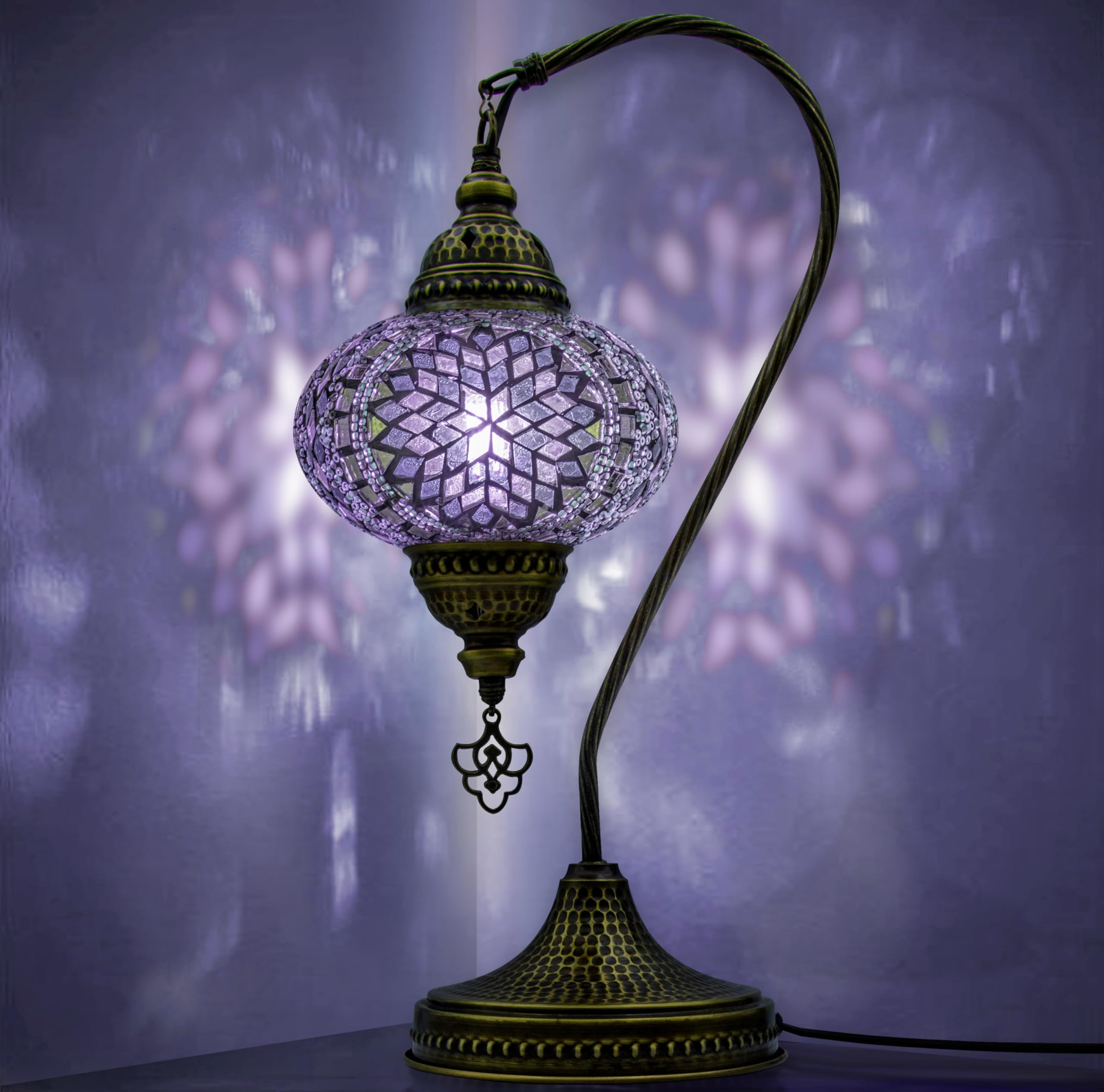 VALVELLO Turkish Moroccan Mosaic Swan Neck Lamp, Night Light, Tiffany ...