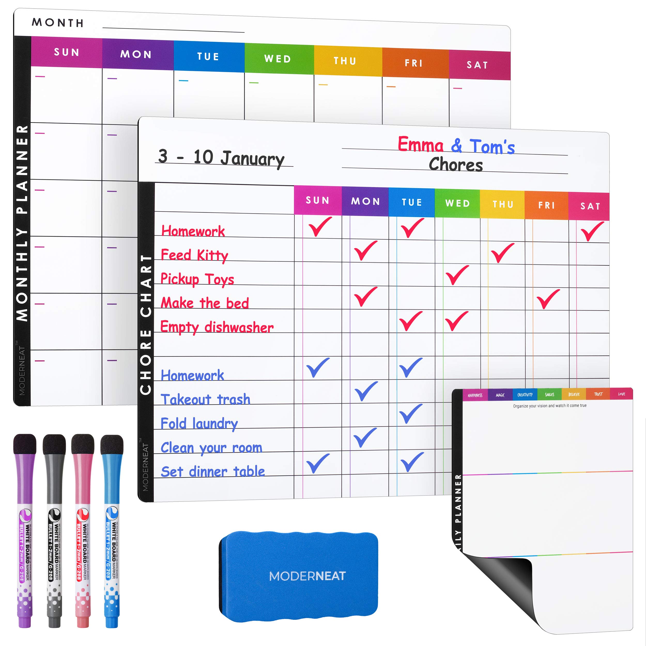 Magnetic Chore Chart Dry Erase Whiteboard Set Chores Chart Multiple ...