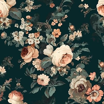 REDAMANCY Baroque Vintage Peony Flower Watercolor Luxury Peel and Stick Wallpaper Vintage Wall ...