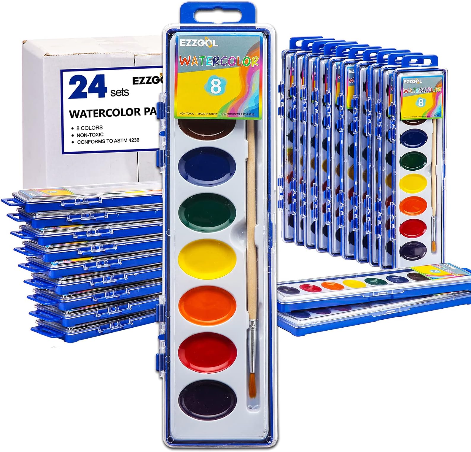 Amazon.com: DOSEWART Watercolor Paint Set, 16 Colors with Brush, 24 ...