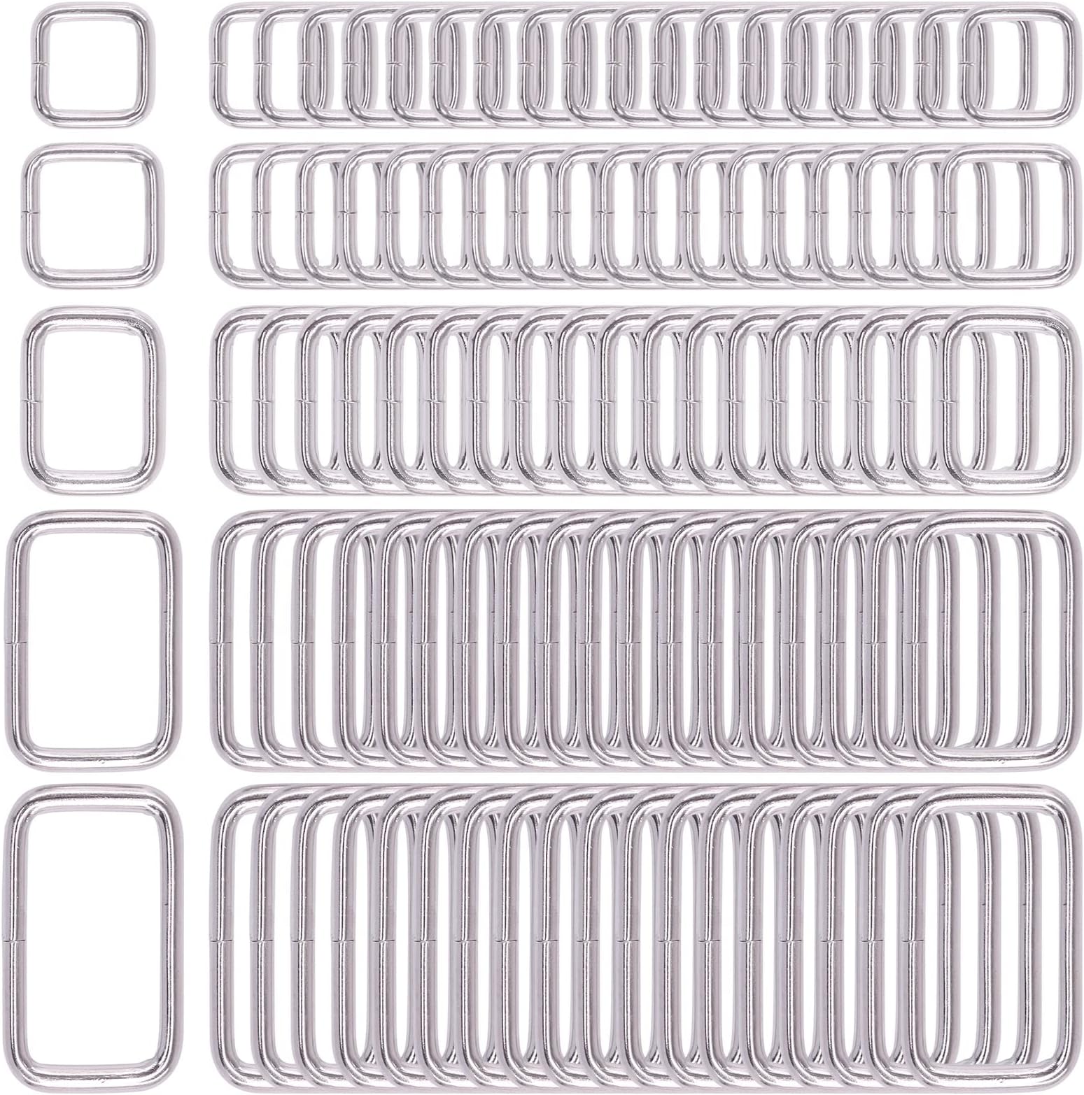 Amazon.com: Swpeet 100 Pcs Assorted Metal Rectangle Ring, Webbing Belts ...