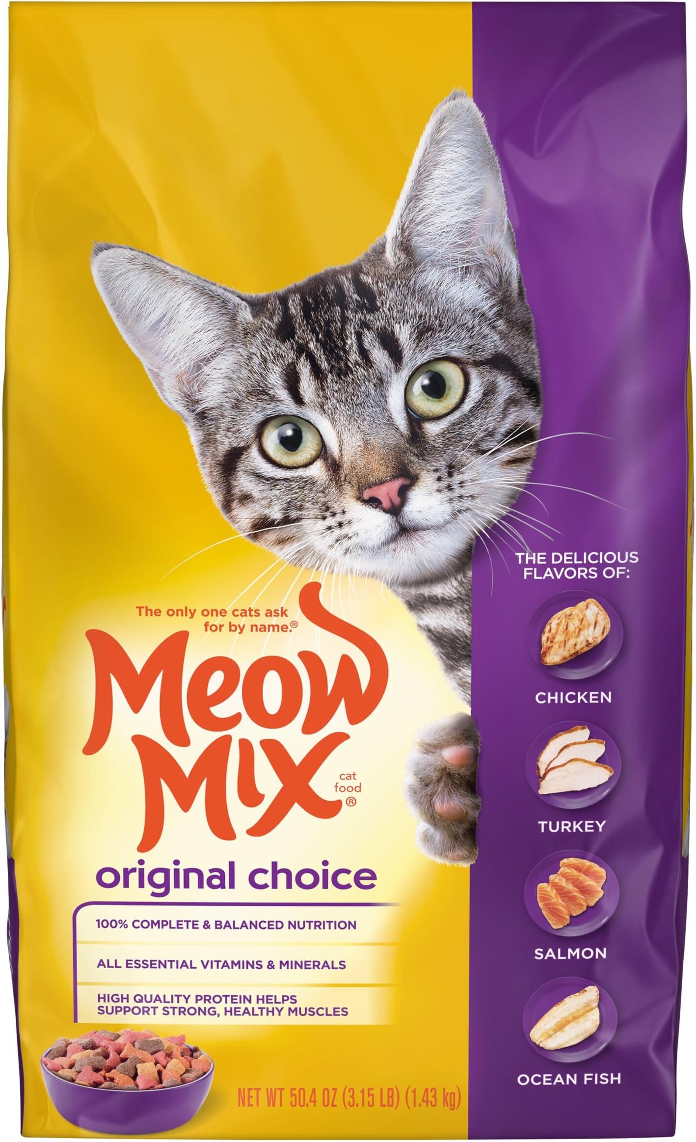 Amazon.com : Meow Mix Cat Food, Hairball Control, 3.15 lb : Pet Supplies