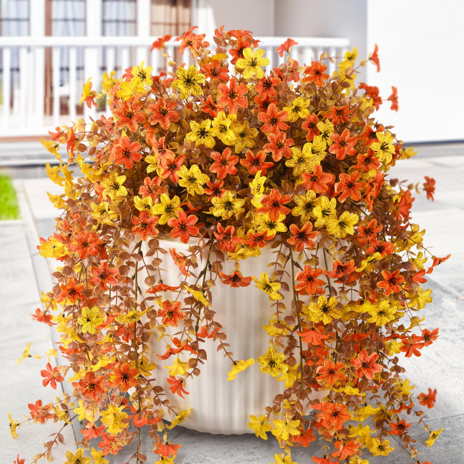 Amazon.com: Fall Artificial Hanging Faux Mums Flowers for Outdoor ...
