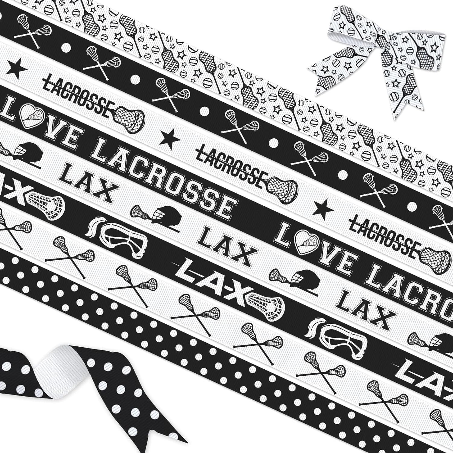 Amazon.com: YKW 8 Pack Lacrosse Ribbon, 3/8 Inch x 3Yards Each - Black ...