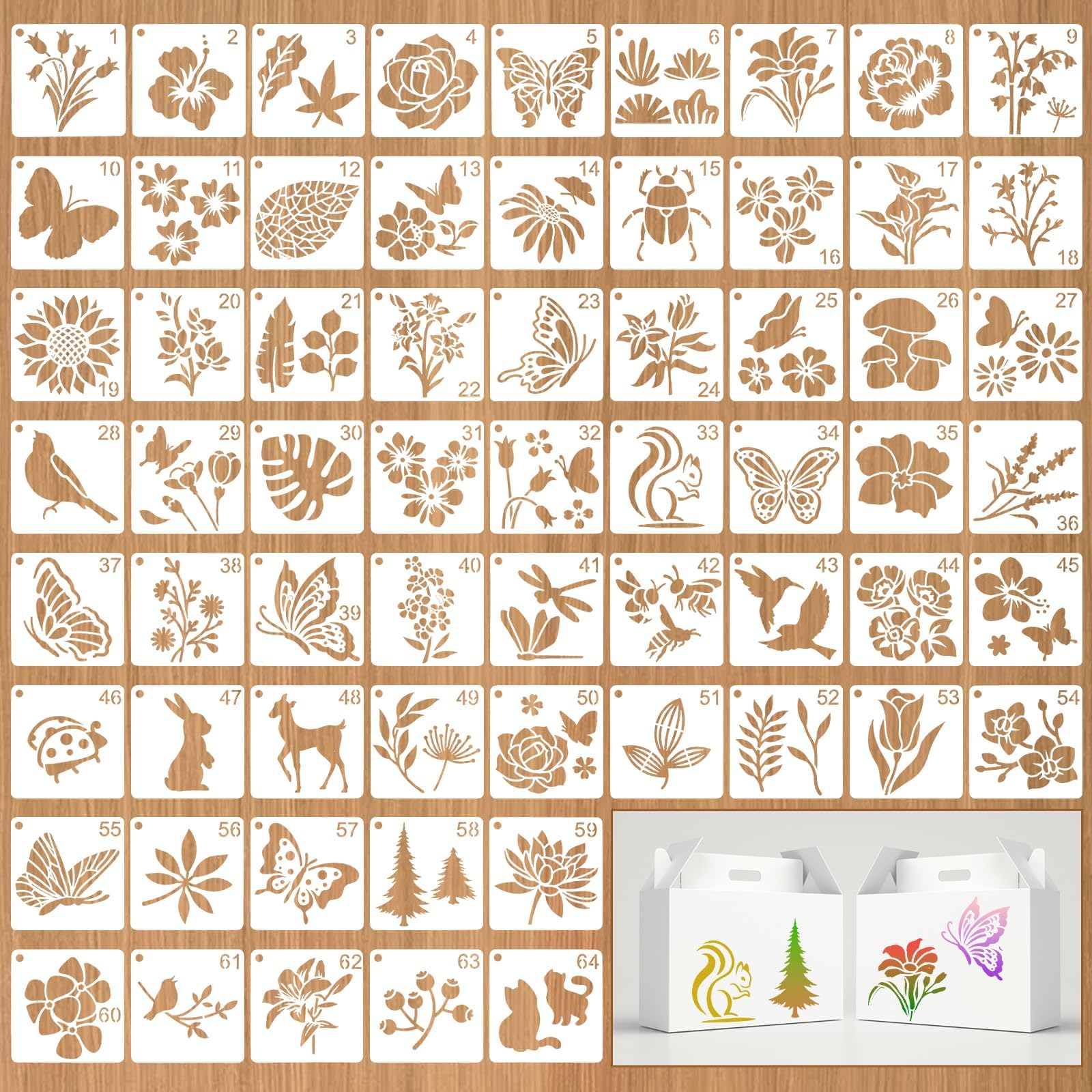 OOTSR 100PCS Stencils for Craft Reusable, 5cm Spring Flower Plant Leaf ...