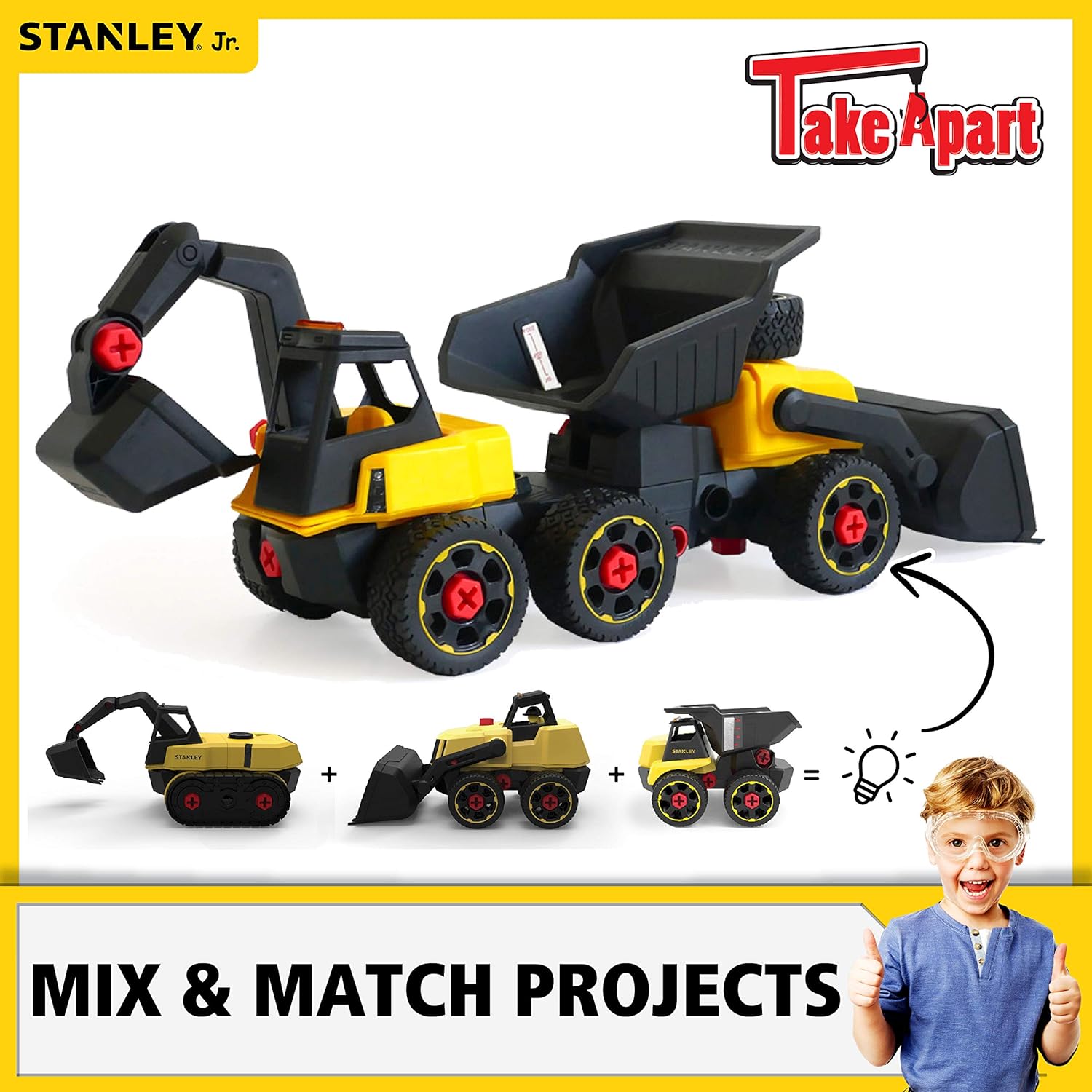 Stanley Jr Kit de carga frontal para niños TT002-SY juguete de construcción STEM amarillo de 25 ...