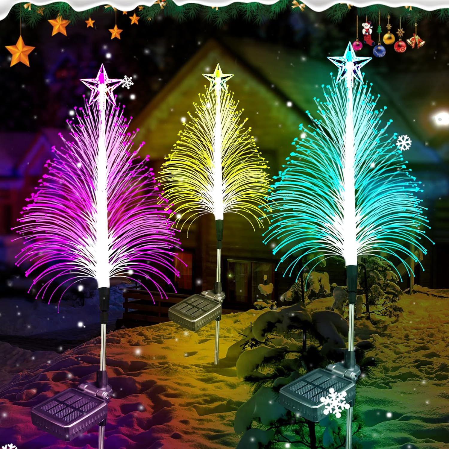 3 Pack Solar Christmas Tree Lights Outdoor, Solar Christmas Garden ...