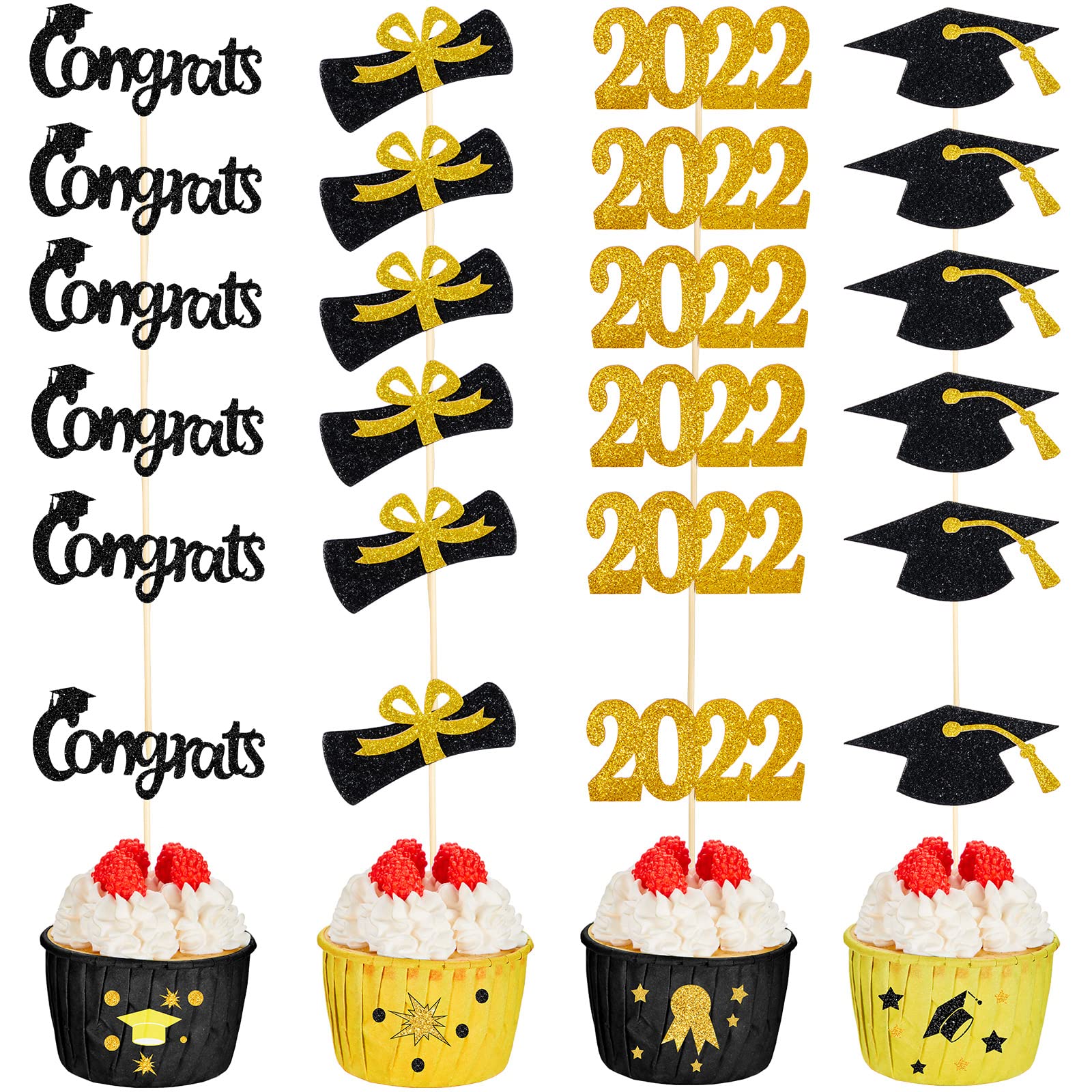 Buy 100 Pack 2023 Graduation Cupcake Toppers Grad Cap Food Appetizer ...