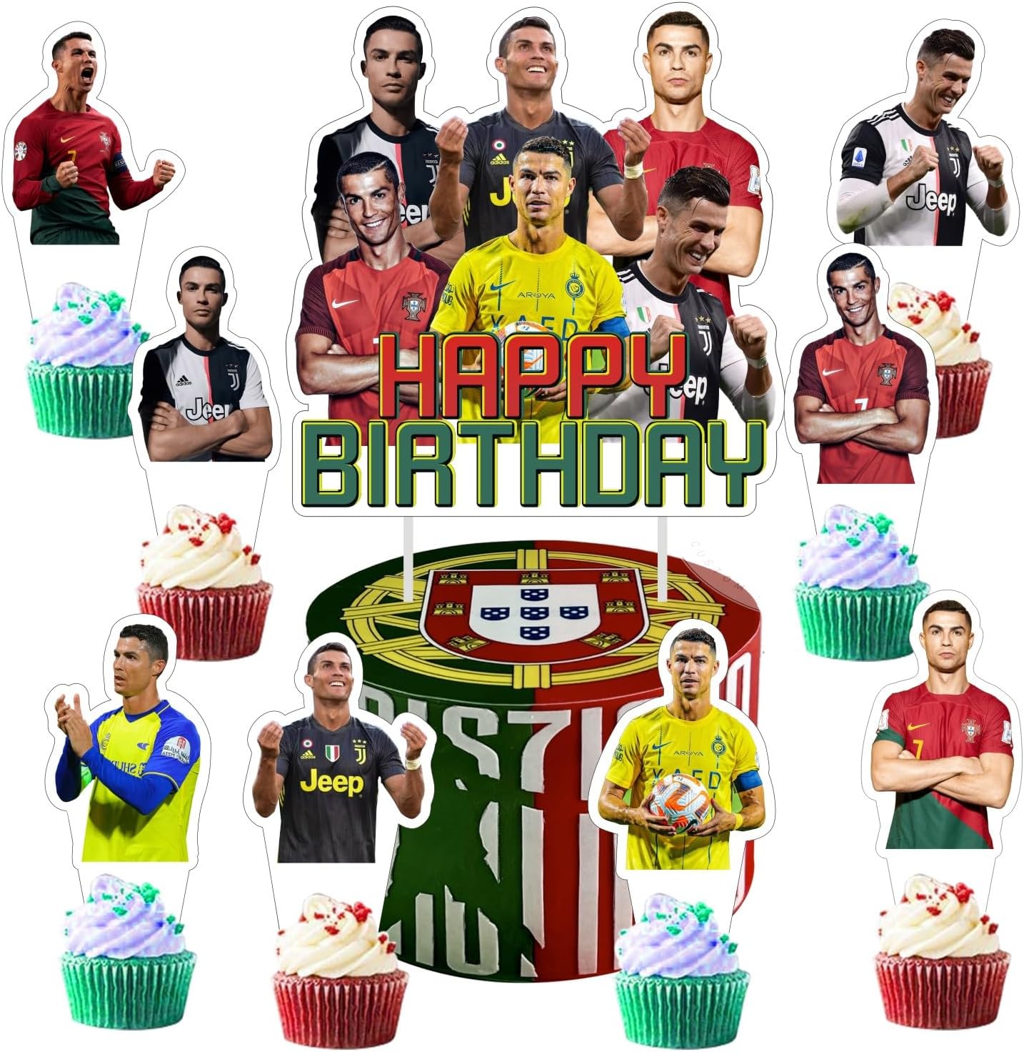 Amazon.com: 25pcs Soccer Cake Decorations with 1pcs Cake Topper, 24pcs ...