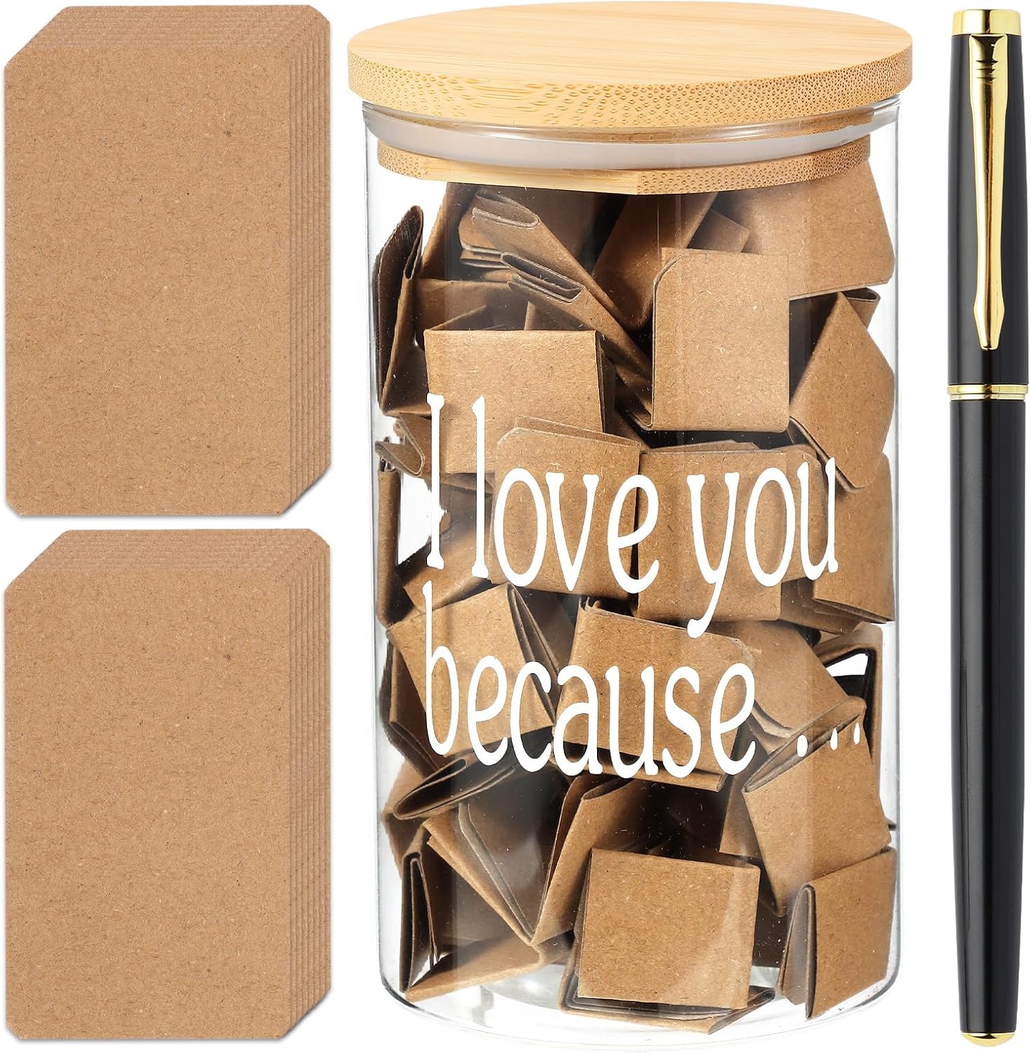 Amazon.com: Bayelove Love Notes Jar Love You Because Jar with 100 Note ...