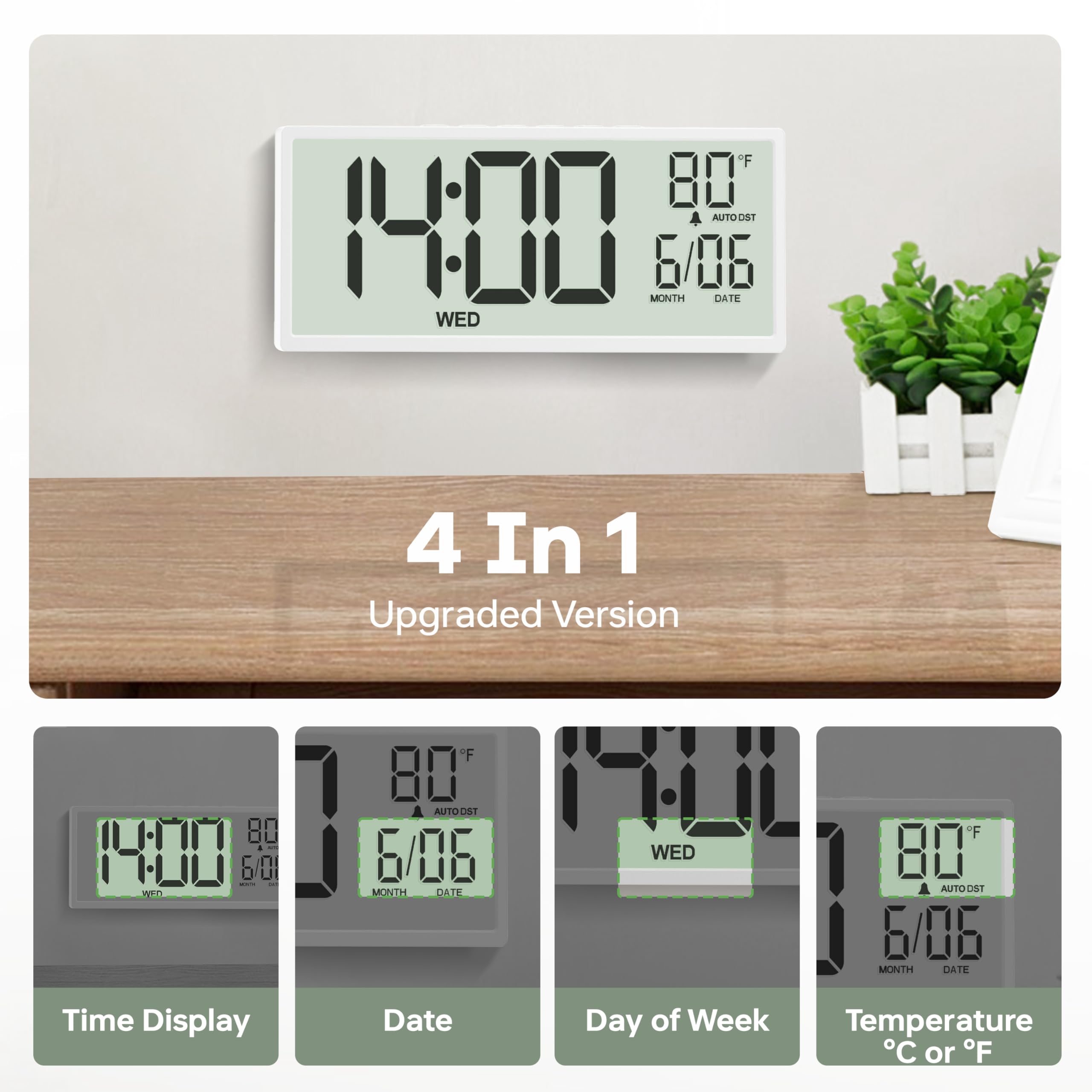 Snapklik.com : JALL 14.5" Large Digital Wall Clock Battery Operated