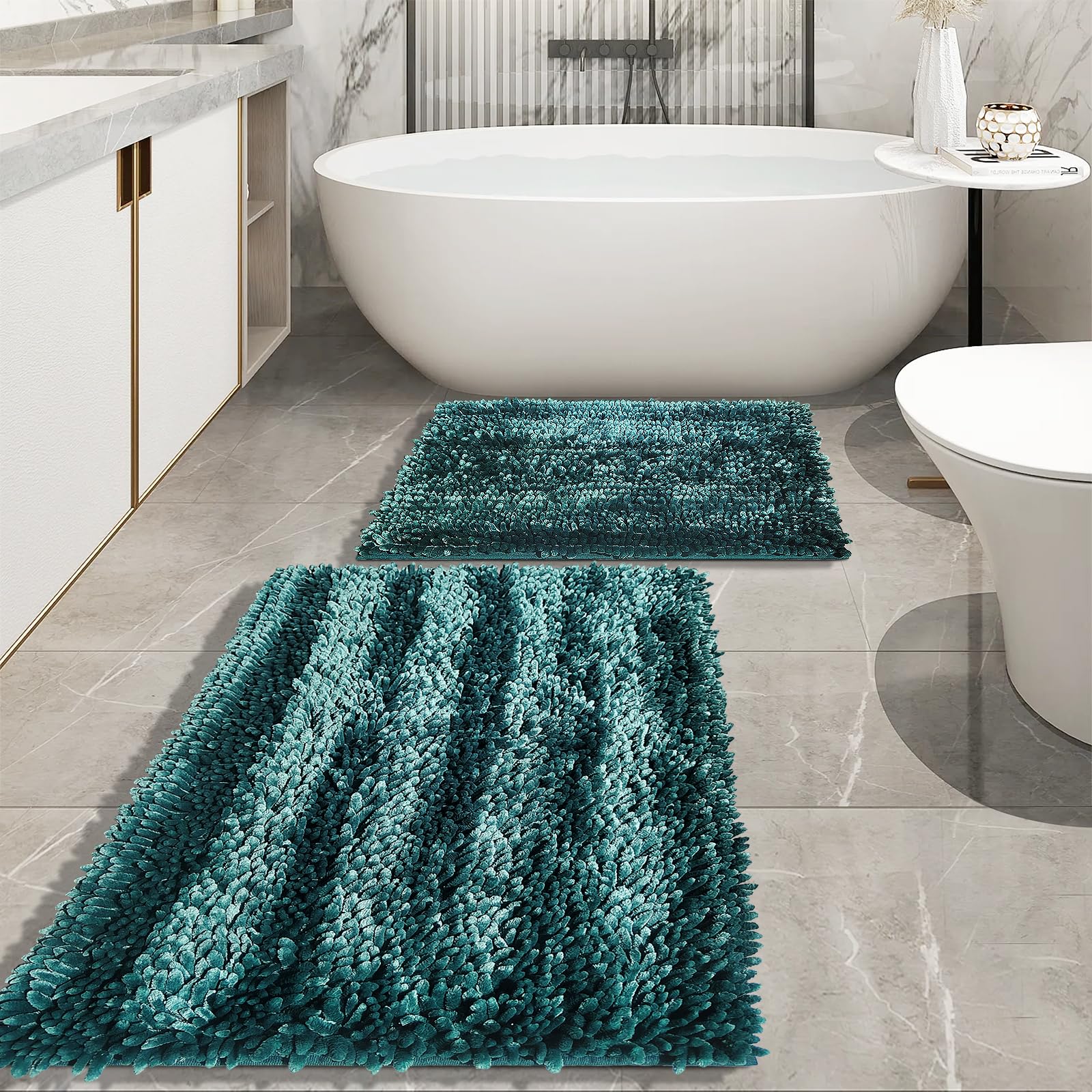 Amazon.com: FJMCOZY Christmas Dark Teal Bathroom Rug Set Bath Mat ...