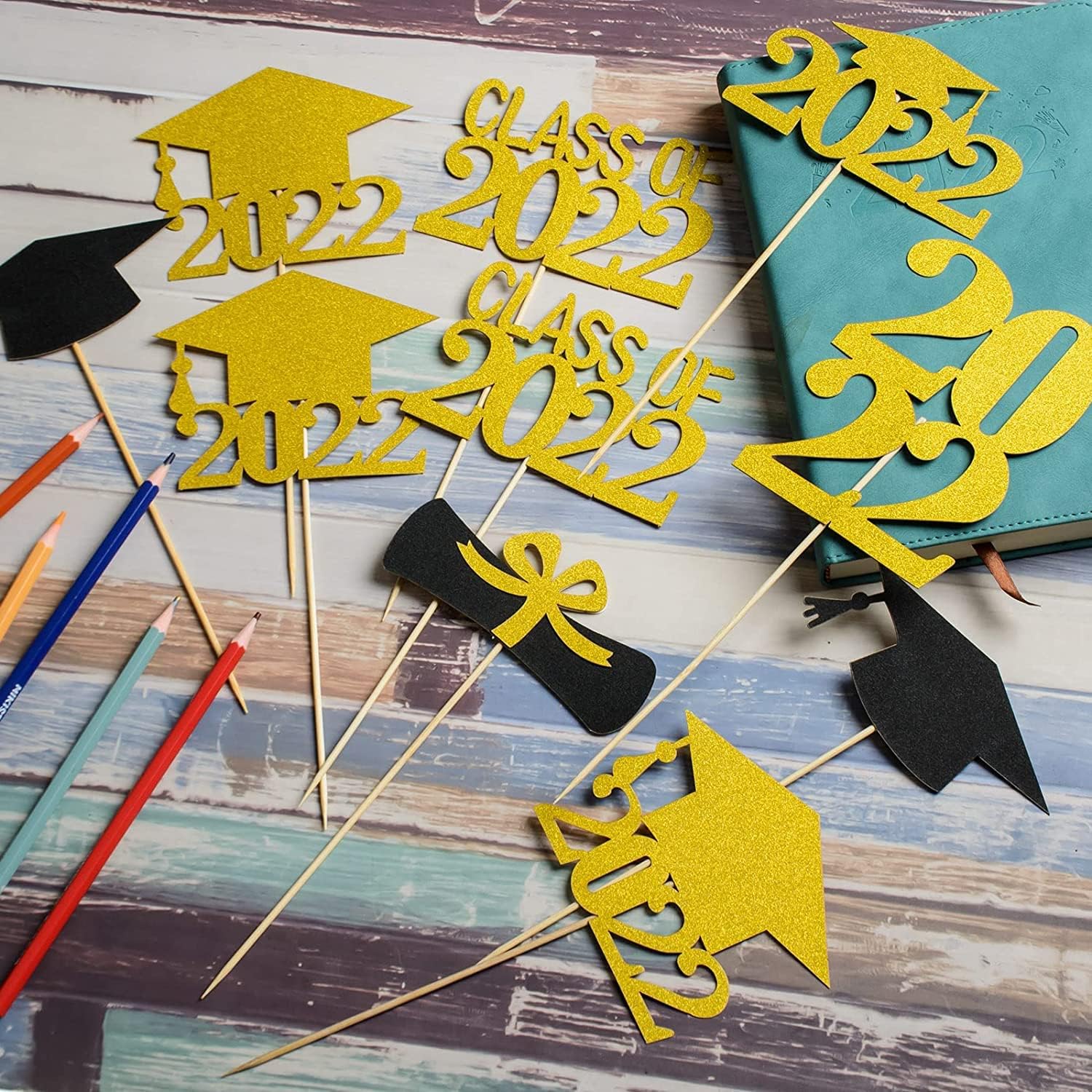 Buy 36 Pieces Graduation Party Centerpieces for Tables Double-Sided ...