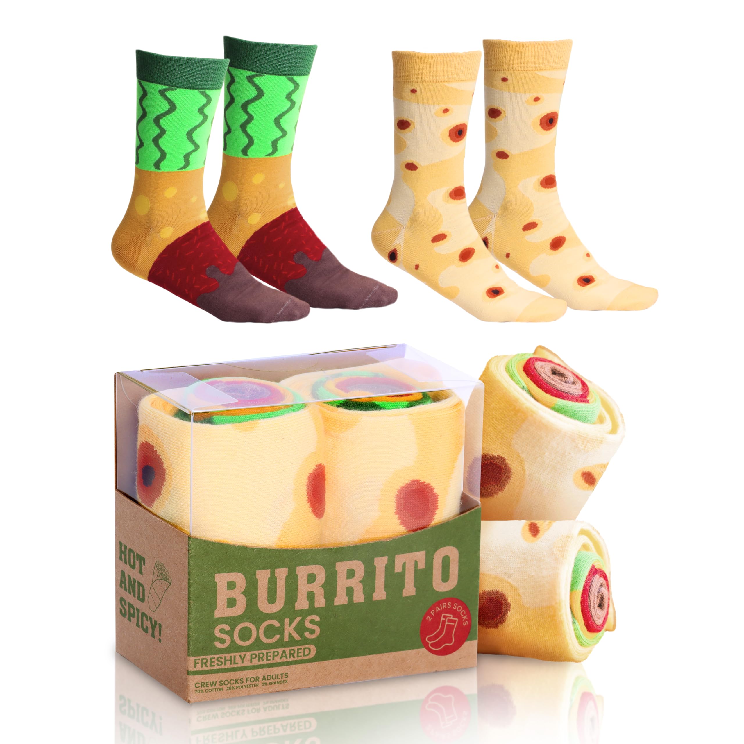 Amazon.com: Pop Craze 2 Pairs Burrito Socks in a box. One Size Fits ...