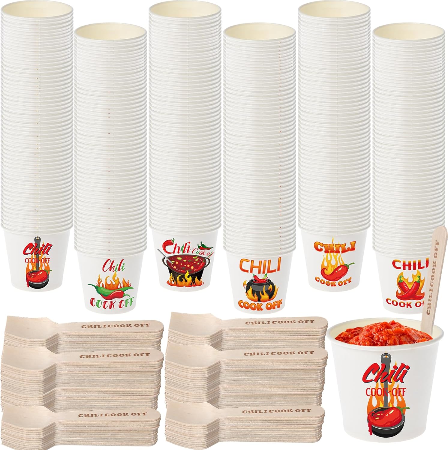 Amazon.com: Tkifoda 600 Pcs 3 oz Chili Cook Off Cups 300 Pcs Disposable ...