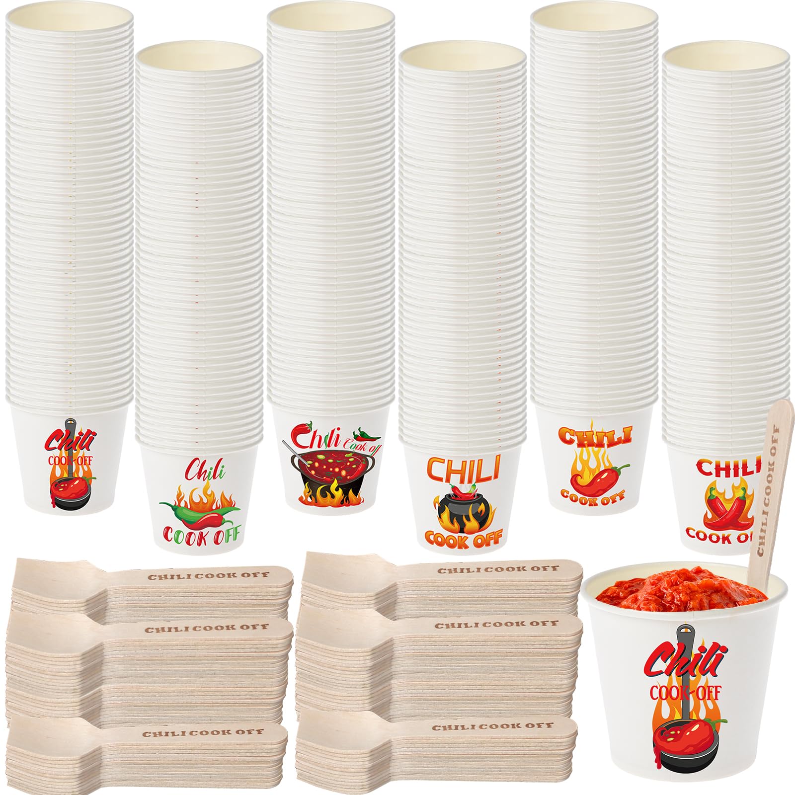 Amazon.com: Tkifoda 600 Pcs 5 oz Chili Cook Off Cups 300 Pcs Disposable ...